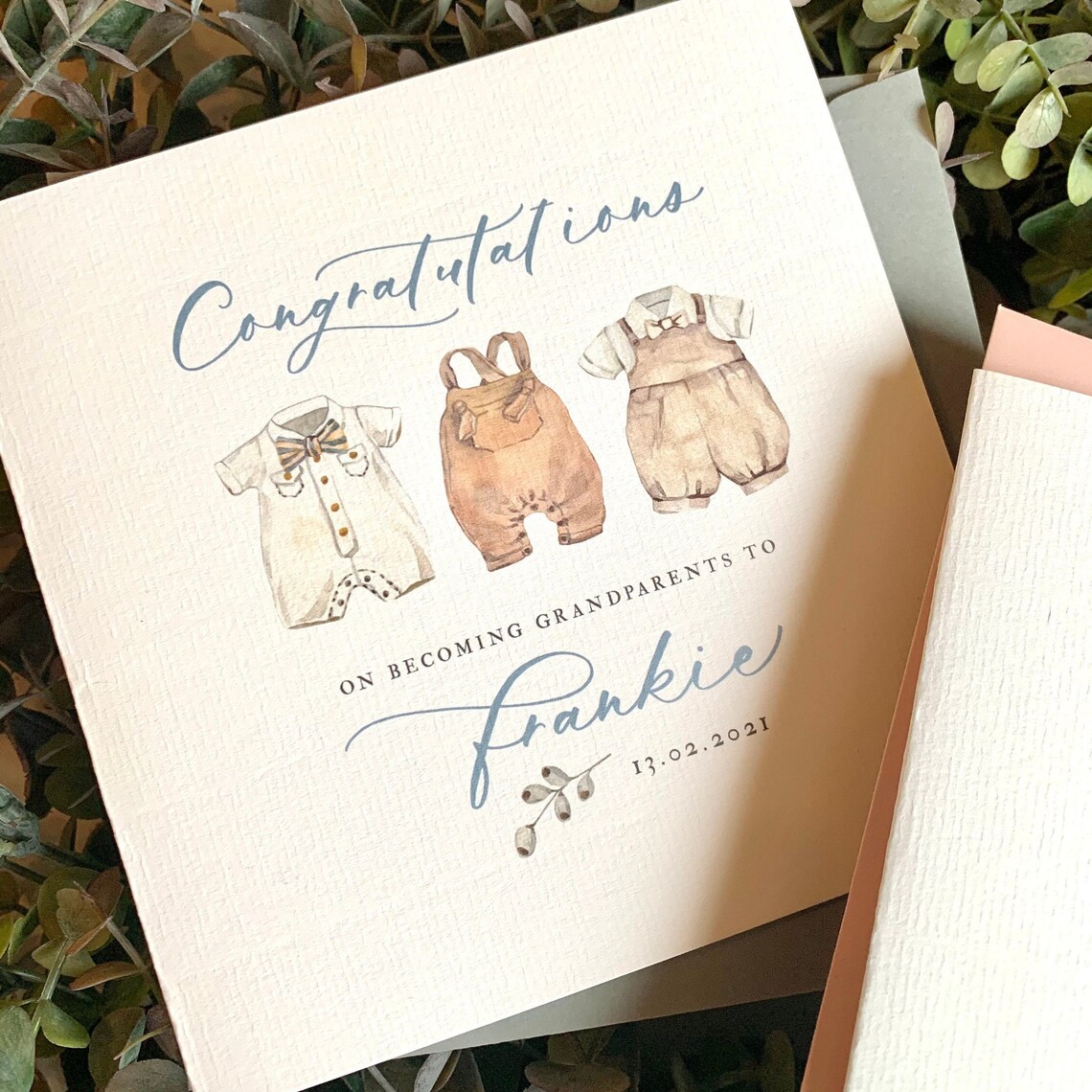 PERSONALISED Boho New Baby Card Congratulations Grandparents - Etsy