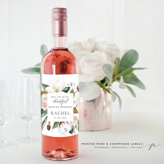 Will You Be My Bridesmaid Wine Labels Thank You Wine Bottle | Etsy