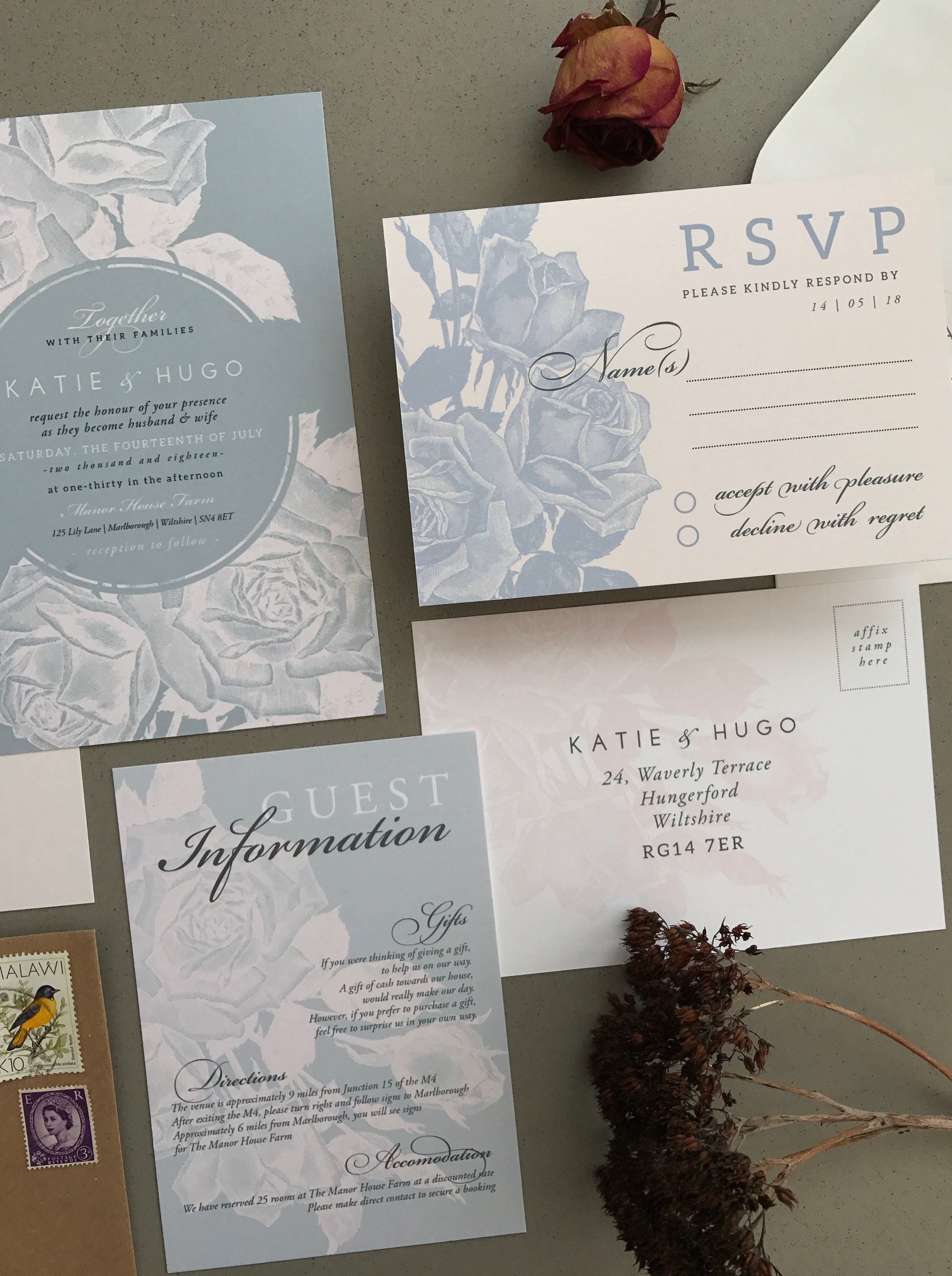ETCHED ROSE GREY Rustic Wedding Invitations Wedding - Etsy