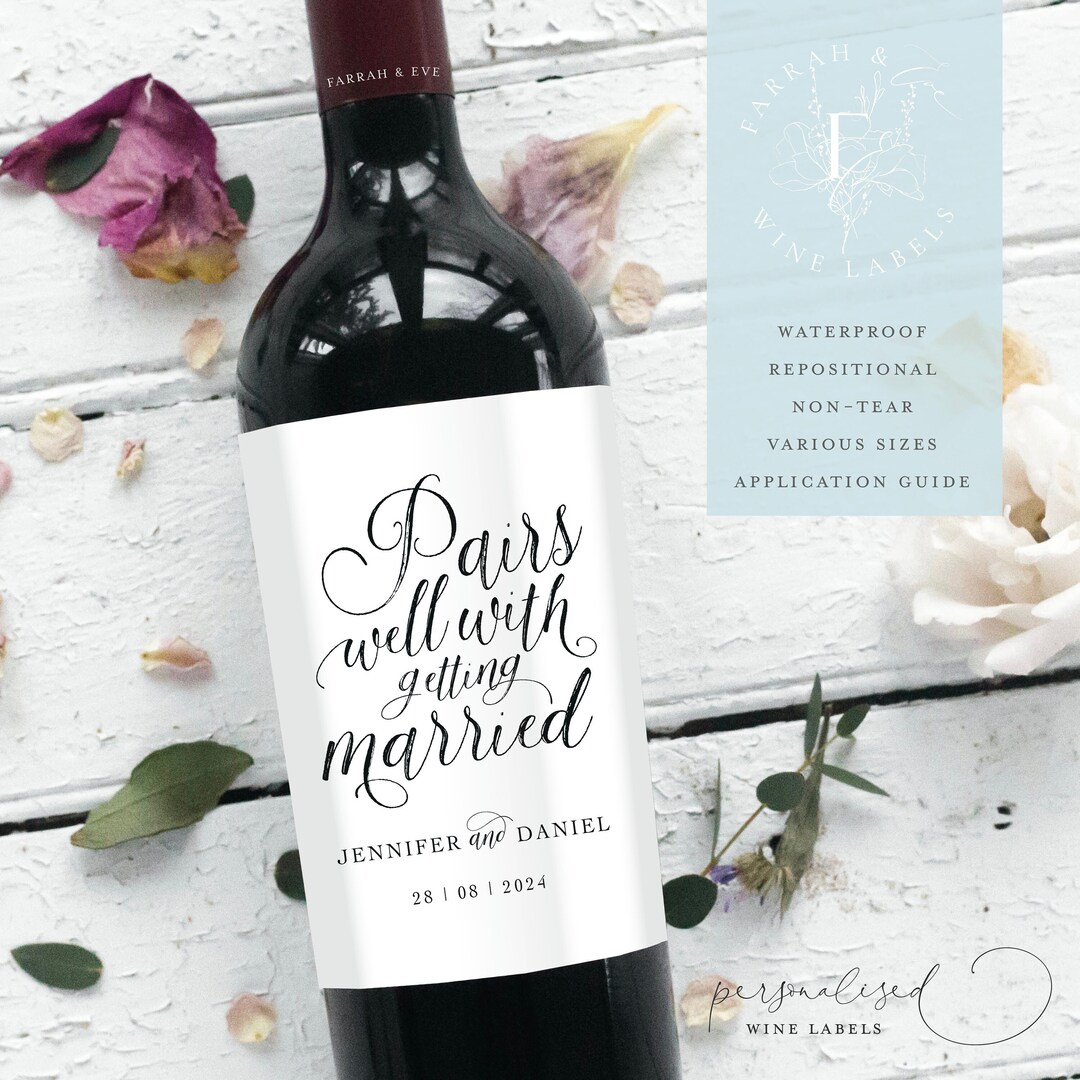 PERSONALISED Wedding Day Wine Label Pairs Well With Getting Married ...