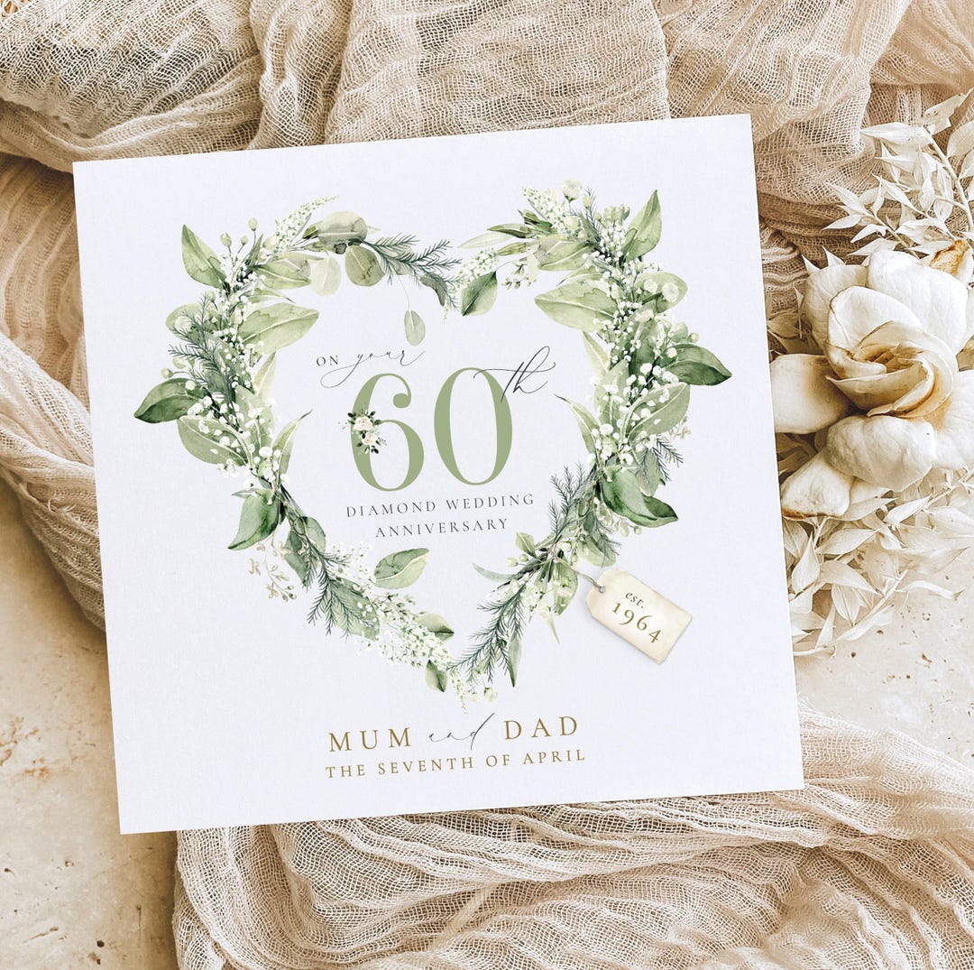 DIAMOND Wedding Anniversary Card,60th Anniversary Card,golden Wedding ...