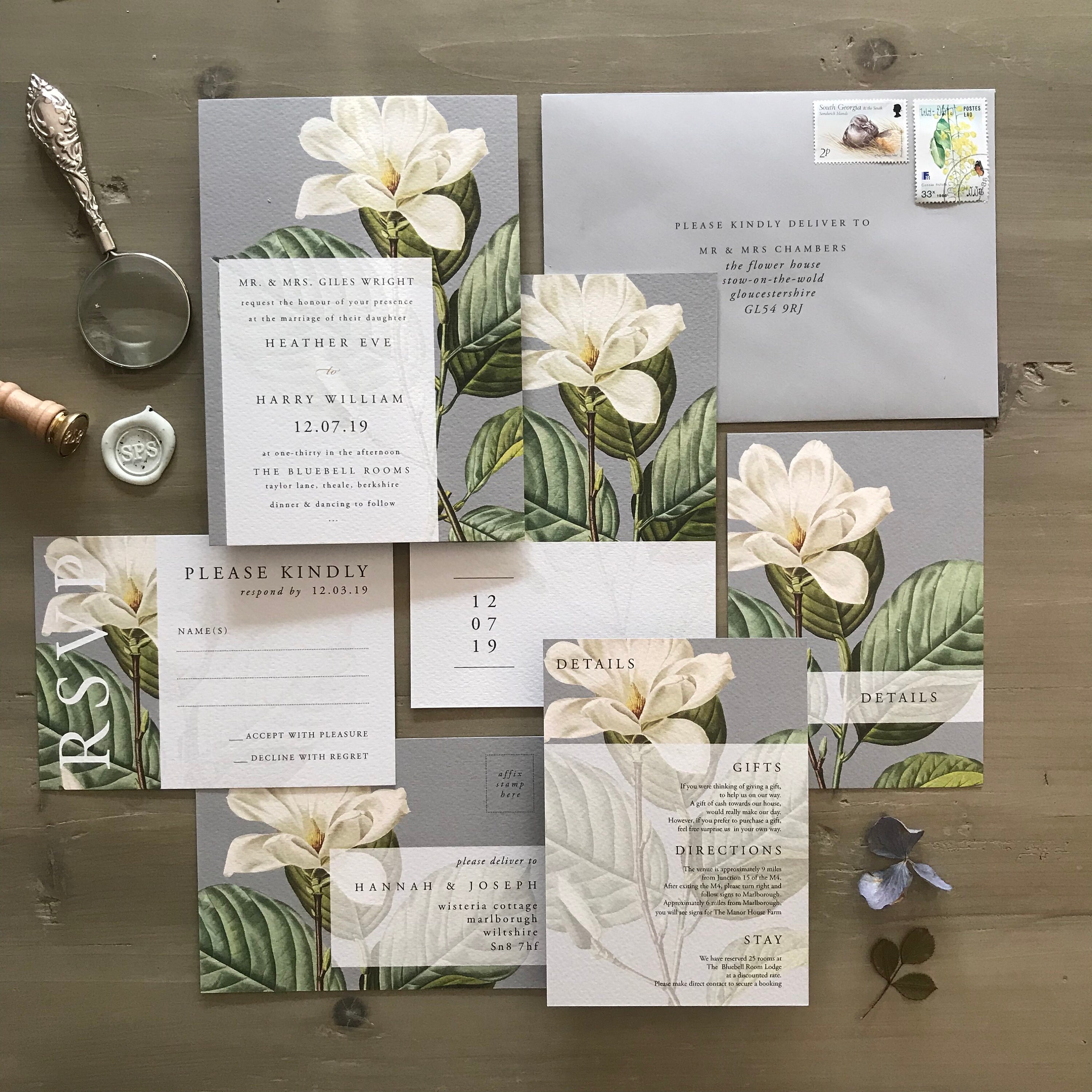 LILY Vintage Lily Wedding Invitation Wedding Invites | Etsy