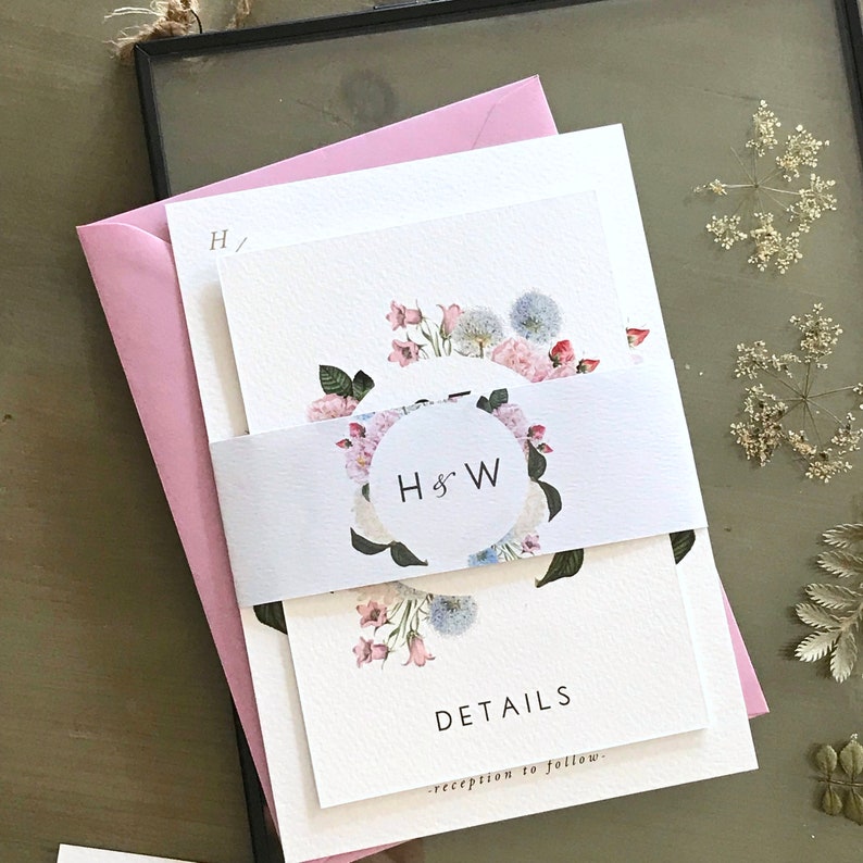 HANNAH Vintage Floral Wedding Invitations Wedding Invites | Etsy