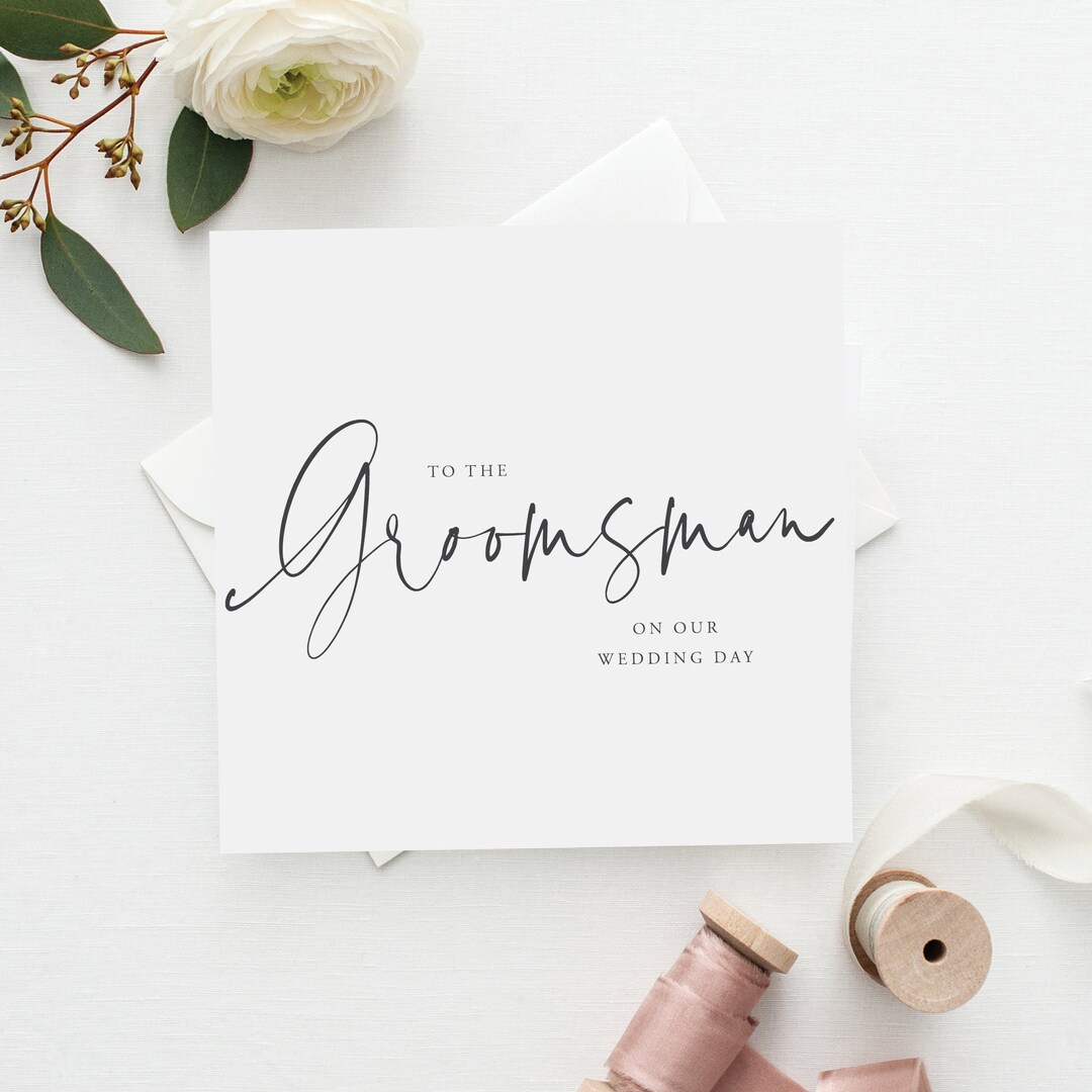 Modern Script 'to the Groomsman' Wedding Day Card - Etsy