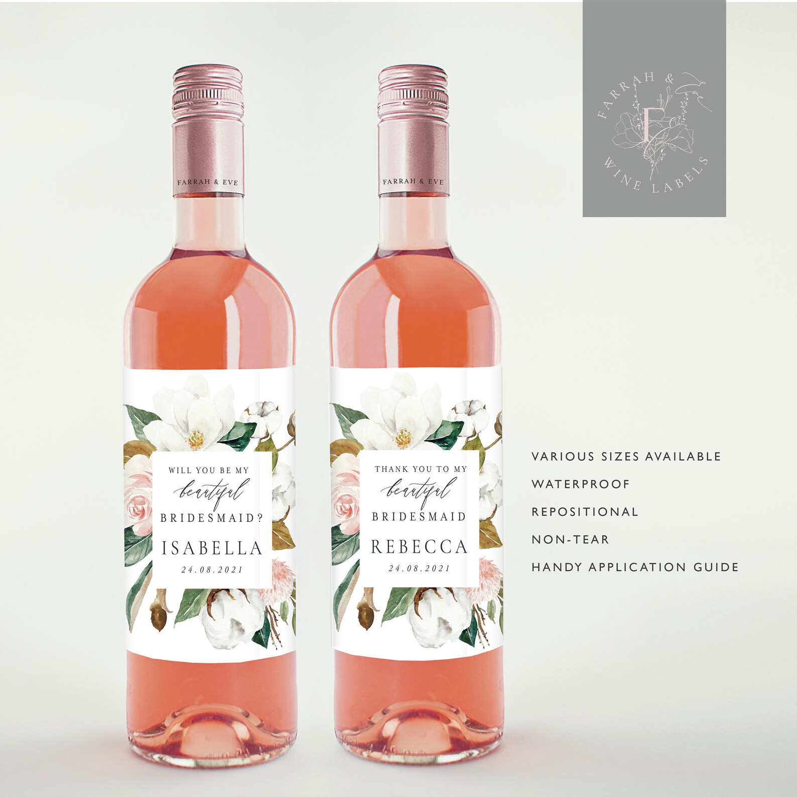 Will You Be My Bridesmaid Wine Labels Thank You Wine Bottle | Etsy
