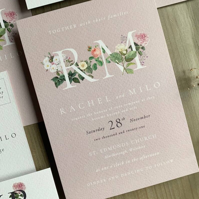 KATIE Vintage Floral Wedding Invitations Wedding Invites | Etsy UK