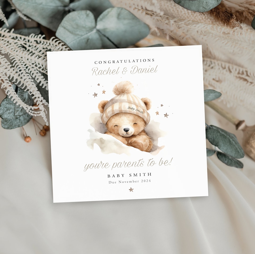 FUTURS PARENTS Carte de félicitations pour baby shower, faire-part de ...