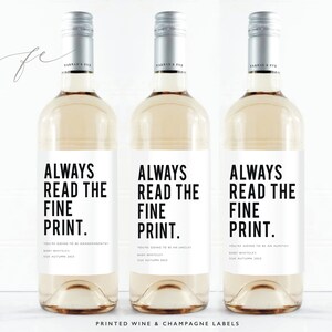 PERSONALISED ALWAYS Read the FINE Print Wine Label pregnancy - Etsy