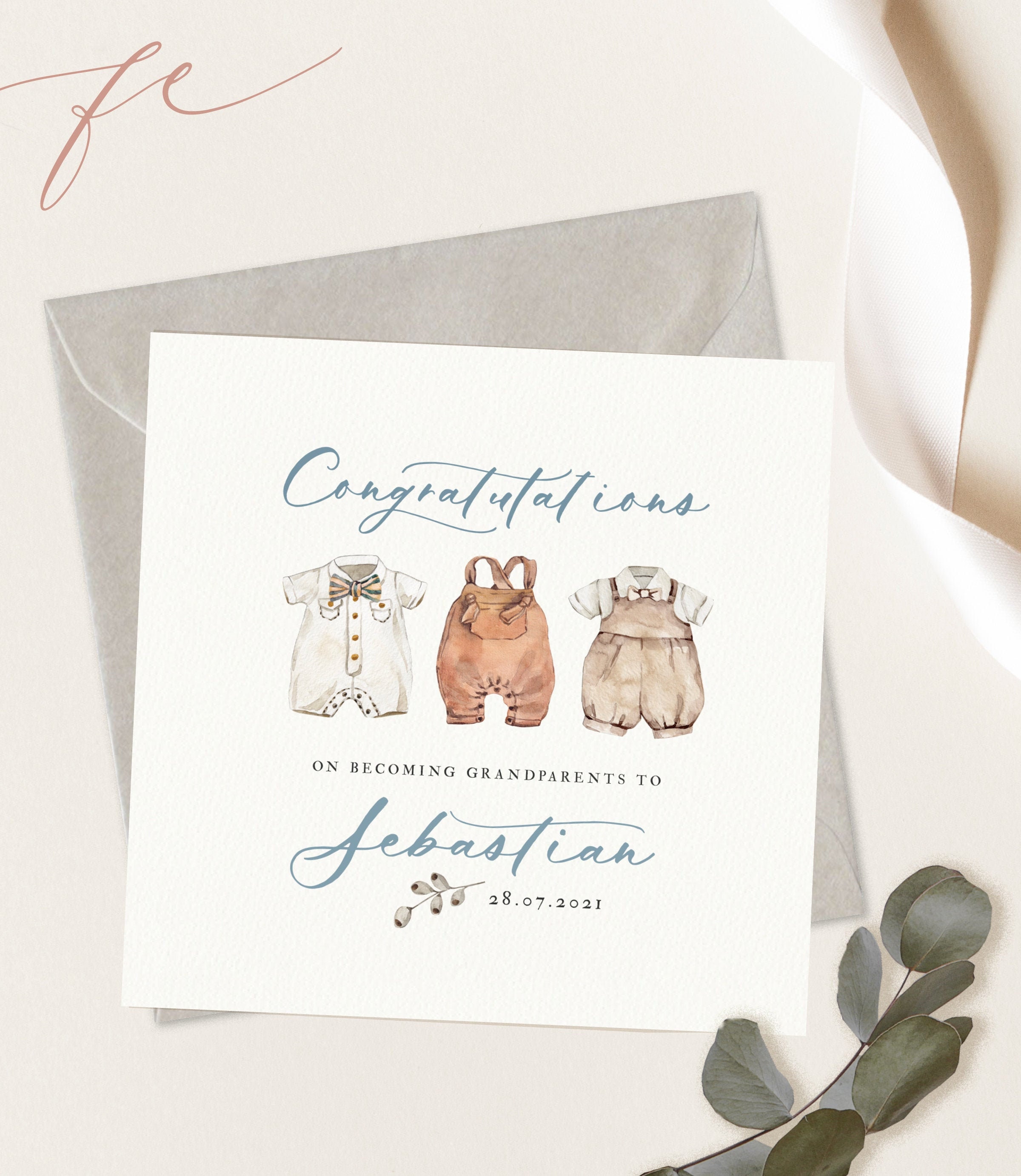 PERSONALISED Boho New Baby Card Congratulations Grandparents - Etsy