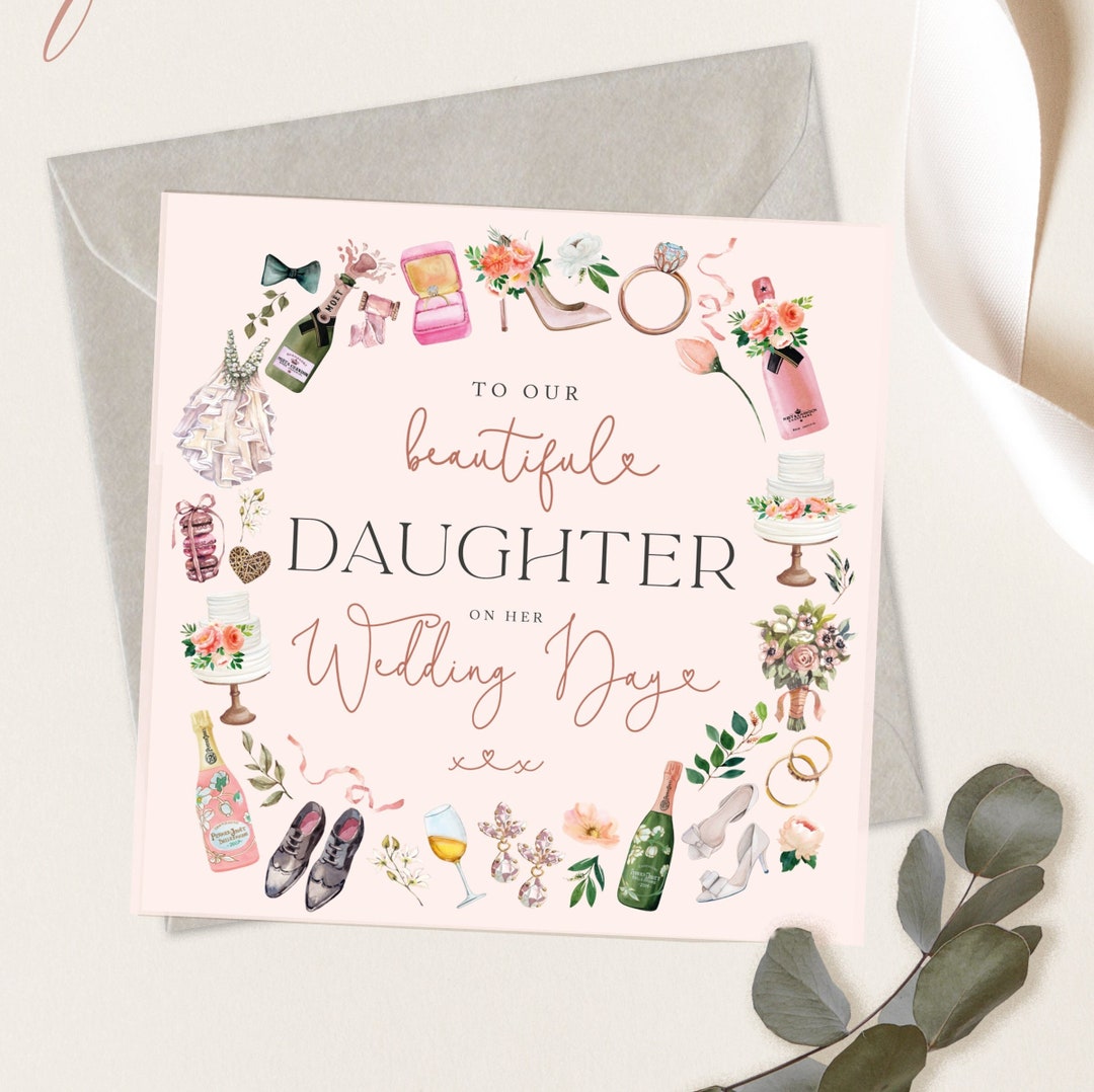 DAUGHTER Wedding Day Card | Wedding Icons Wedding Card | to Our ...