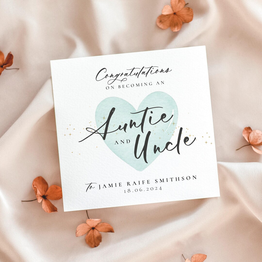 PERSONALISED Congratulations Card, New AUNTIE, UNCLE Card ...