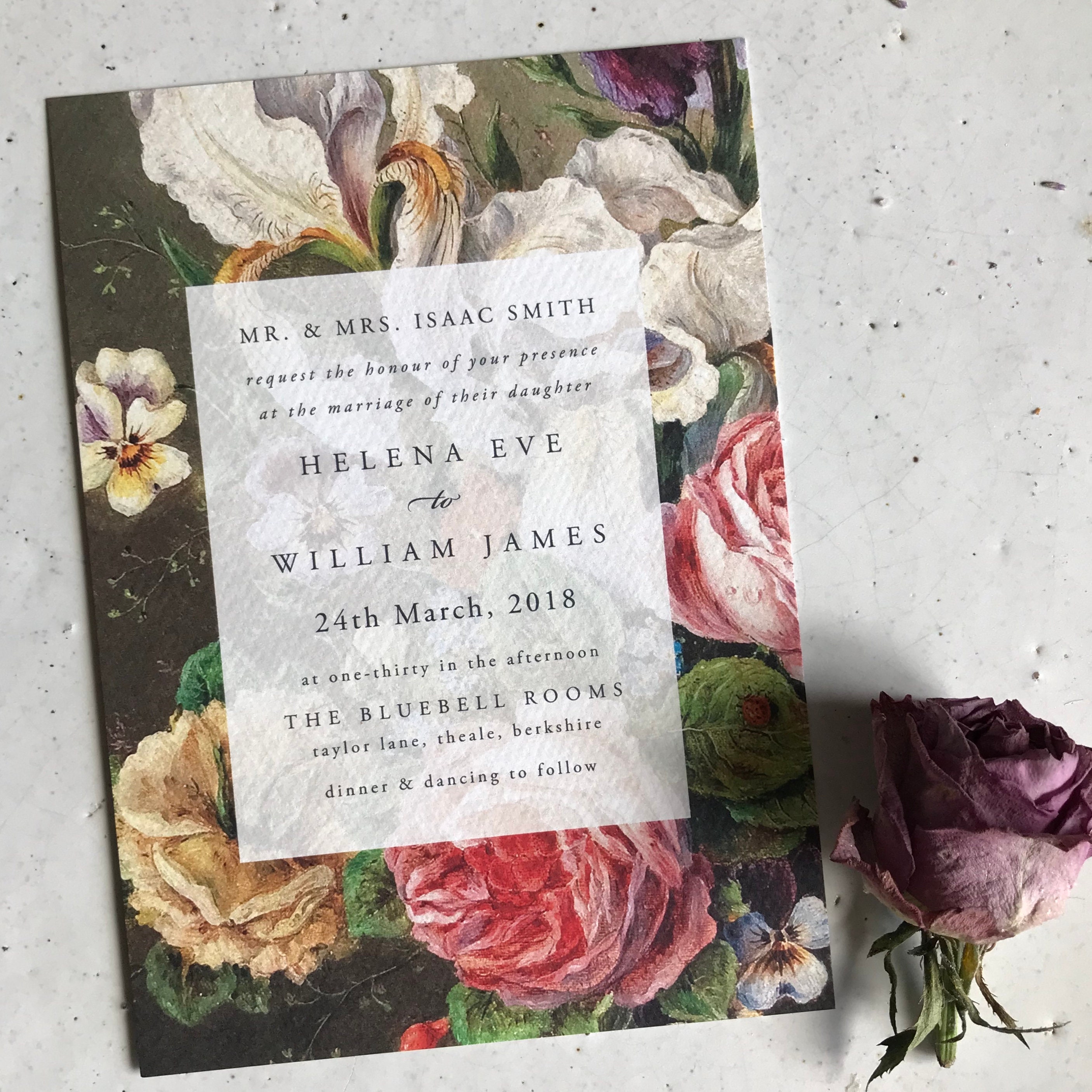 EVE Vintage Floral Oils Wedding Invitations Wedding | Etsy