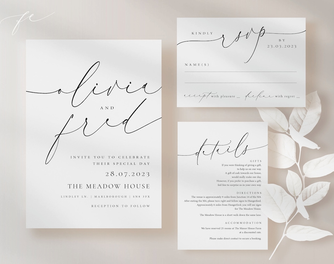 Wedding INVITATION | Modern Script Wedding Invitations,wedding Invites ...