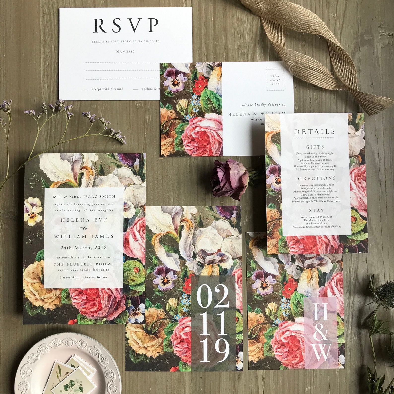 EVE Vintage Floral Oils Wedding Invitations Wedding - Etsy