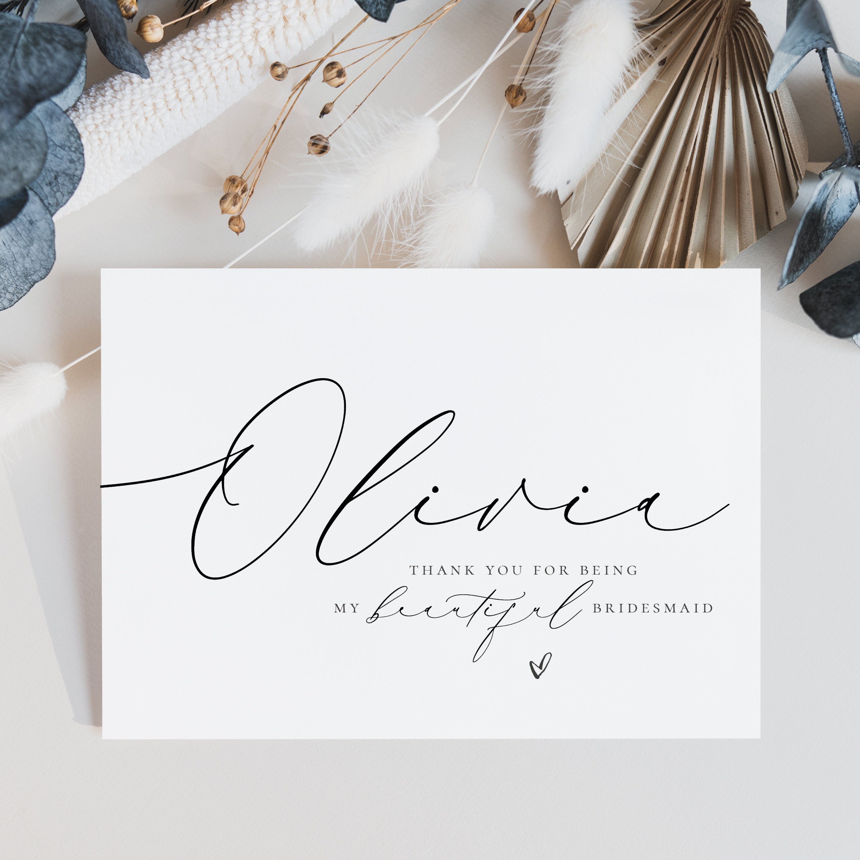 Maid of Honour Thank You Card typography Card bridesmaid - Etsy UK