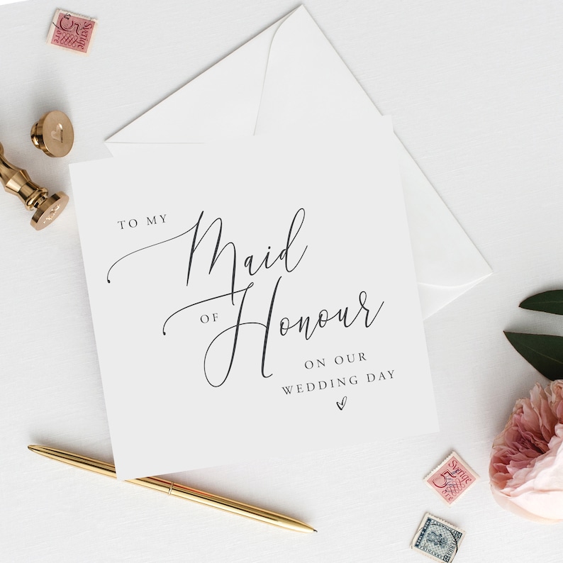 Modern PEN SCRIPT Black and White Flower Girl Card - Etsy