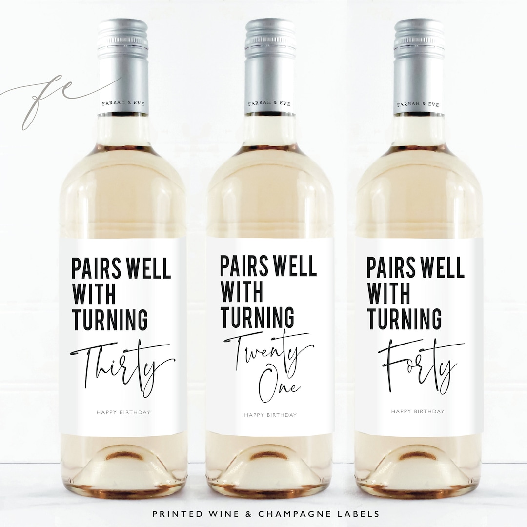Personalised MILESTONE Happy Birthday Wine Label,pairs Well With ...