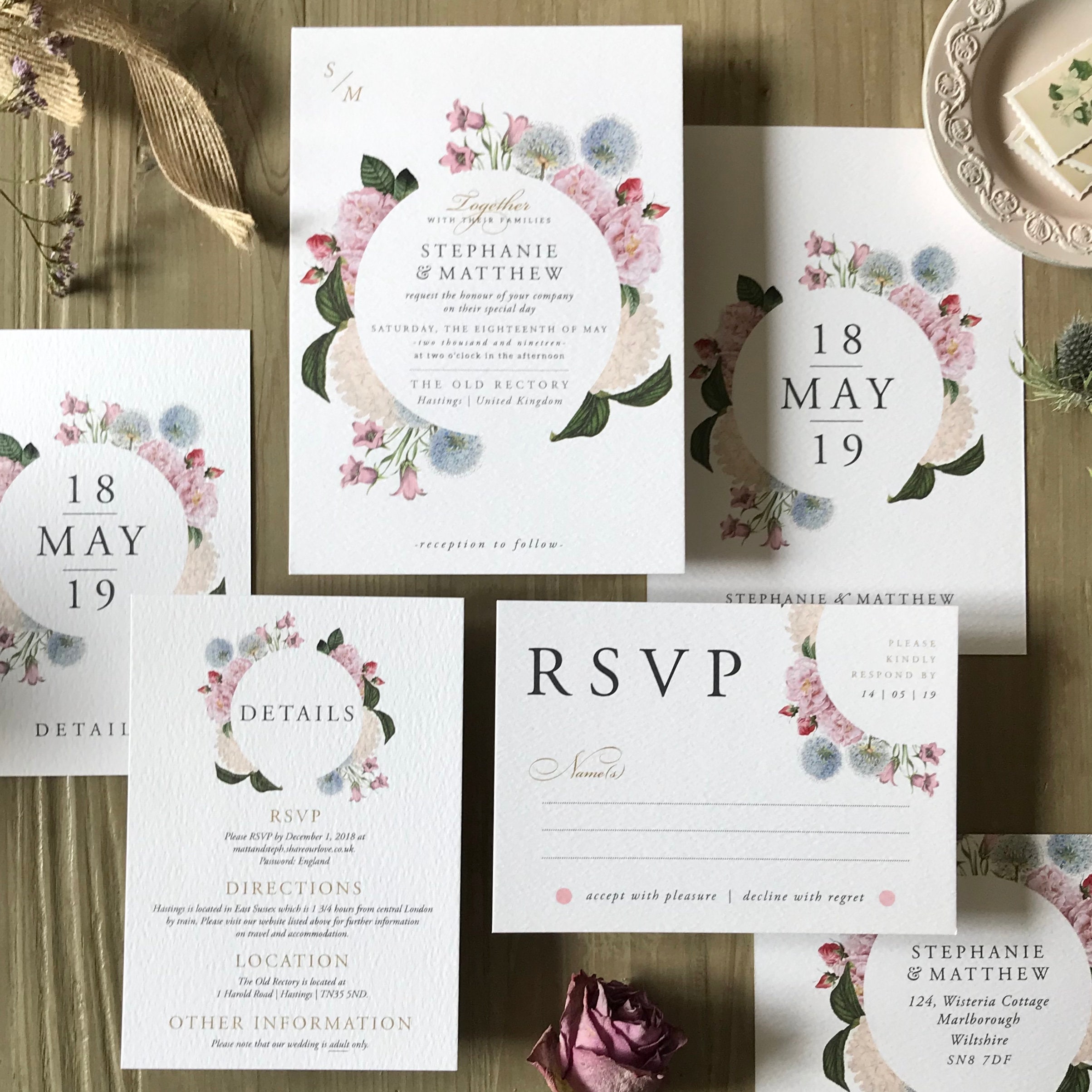 HANNAH No.2 Vintage Floral Wedding Invitations Wedding | Etsy