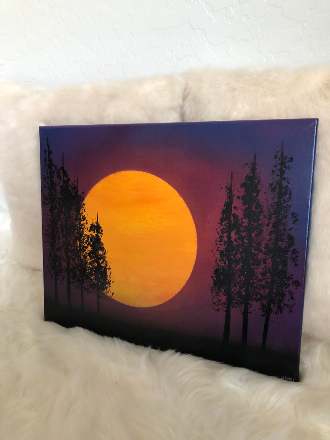 Large Star Behind Trees Spray Paint Canvas - Etsy