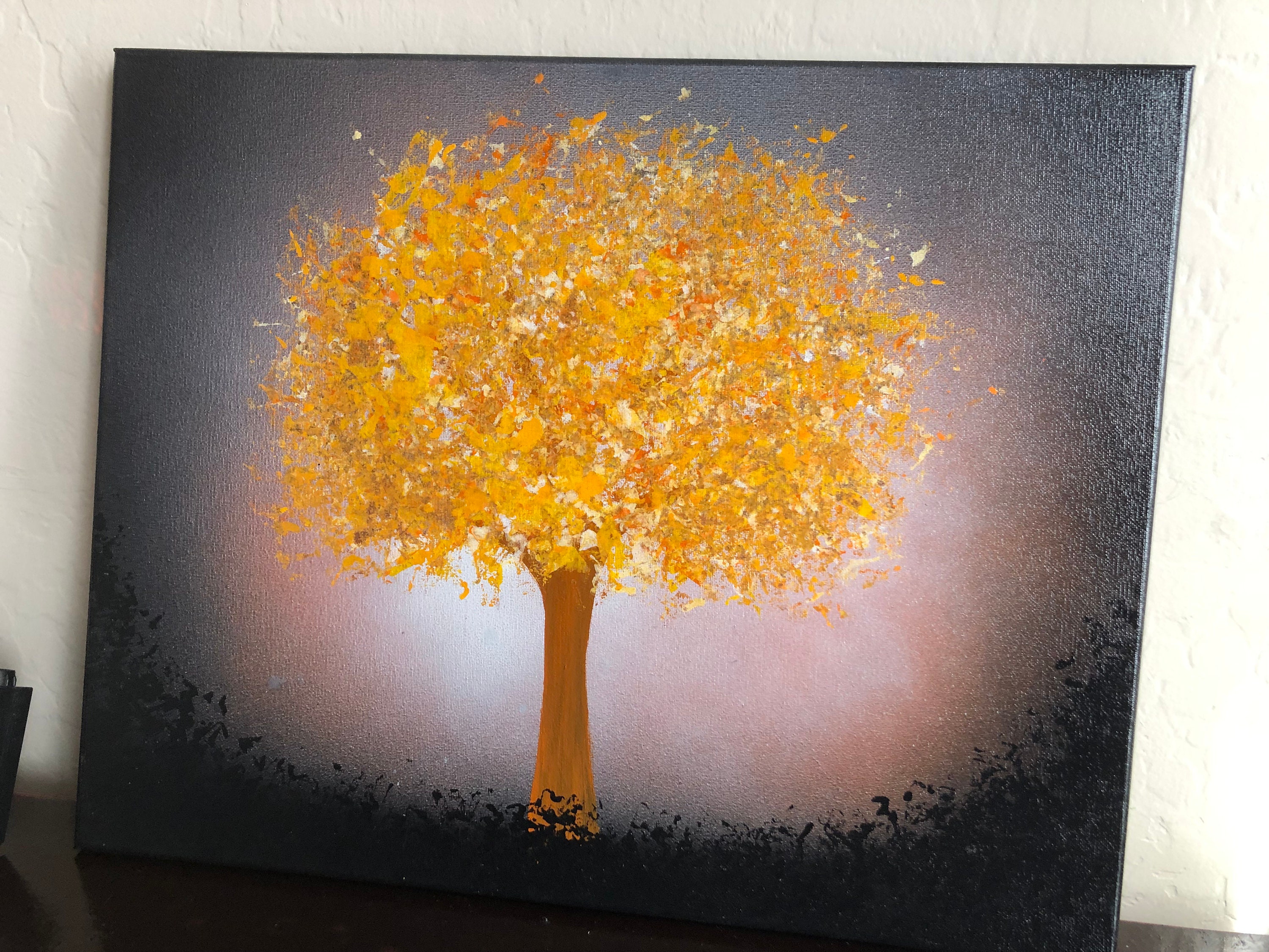 Yellow Tree of Life 3 Spray Paint on Canvas - Etsy.de