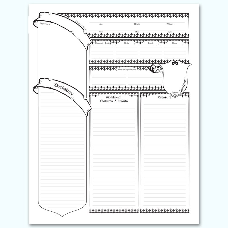 Dnd 5e Character Sheet: Medieval Knight Paladin Design (printable Pdfs ...
