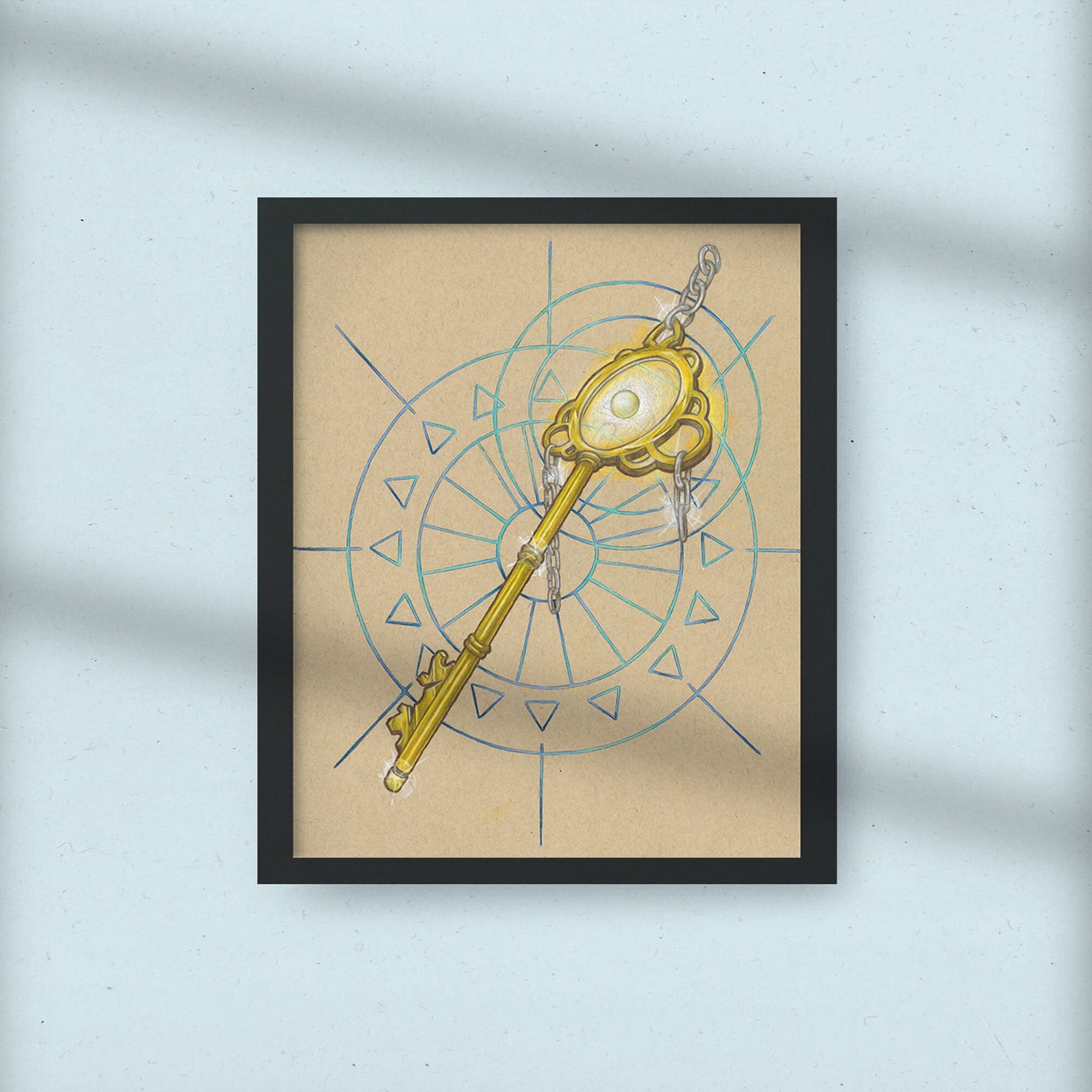 Magical Sun Key Art Print With Gold Skeleton Key and Alchemical, Witch ...