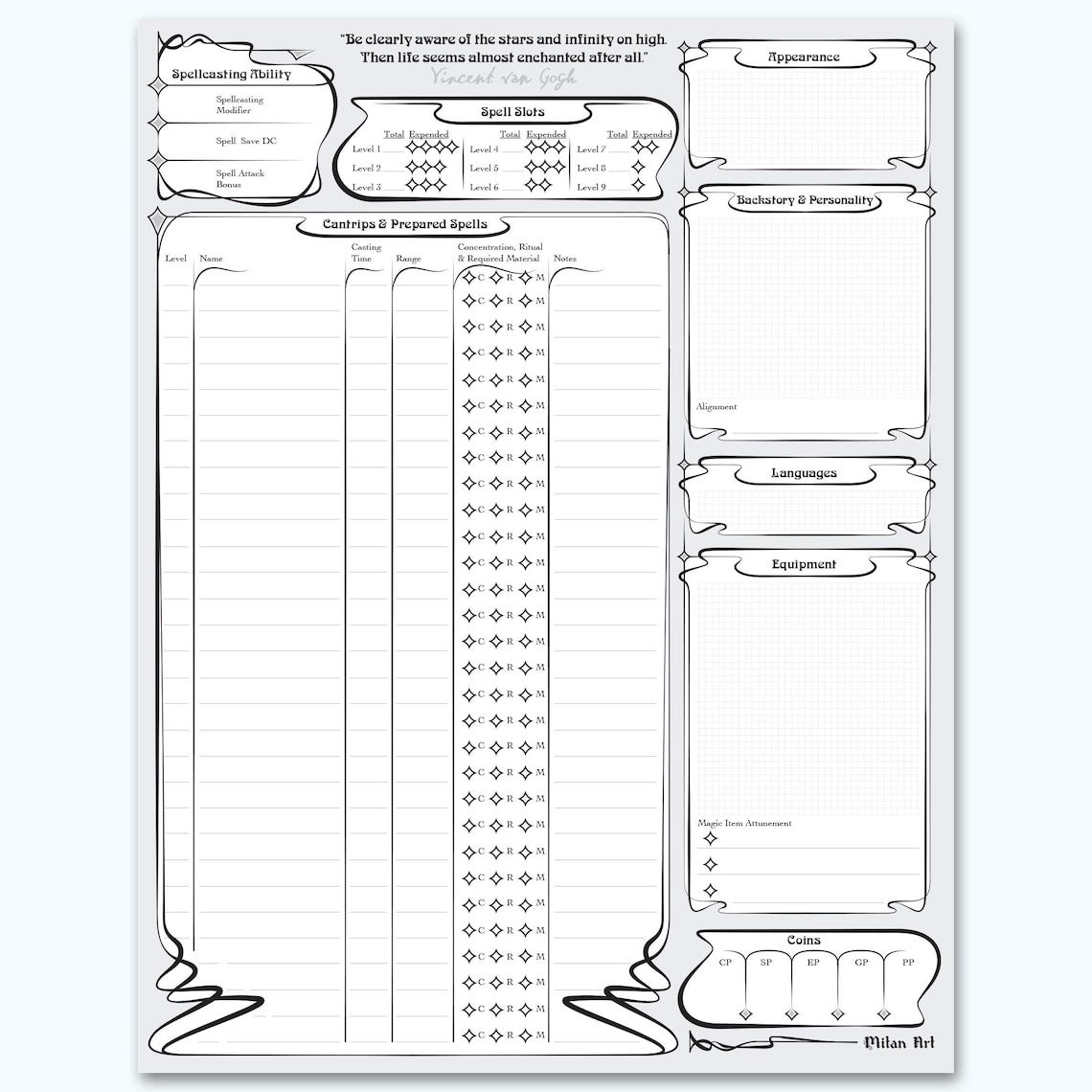 2024 Dnd Custom Character Sheet for Dungeons and Dragons, Dnd One ...
