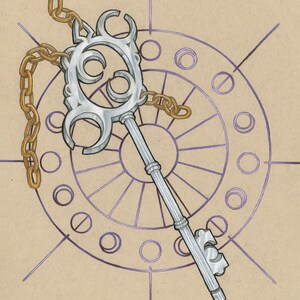 Magical Moon Key Art Print With Silver Skeleton Key and Alchemical ...