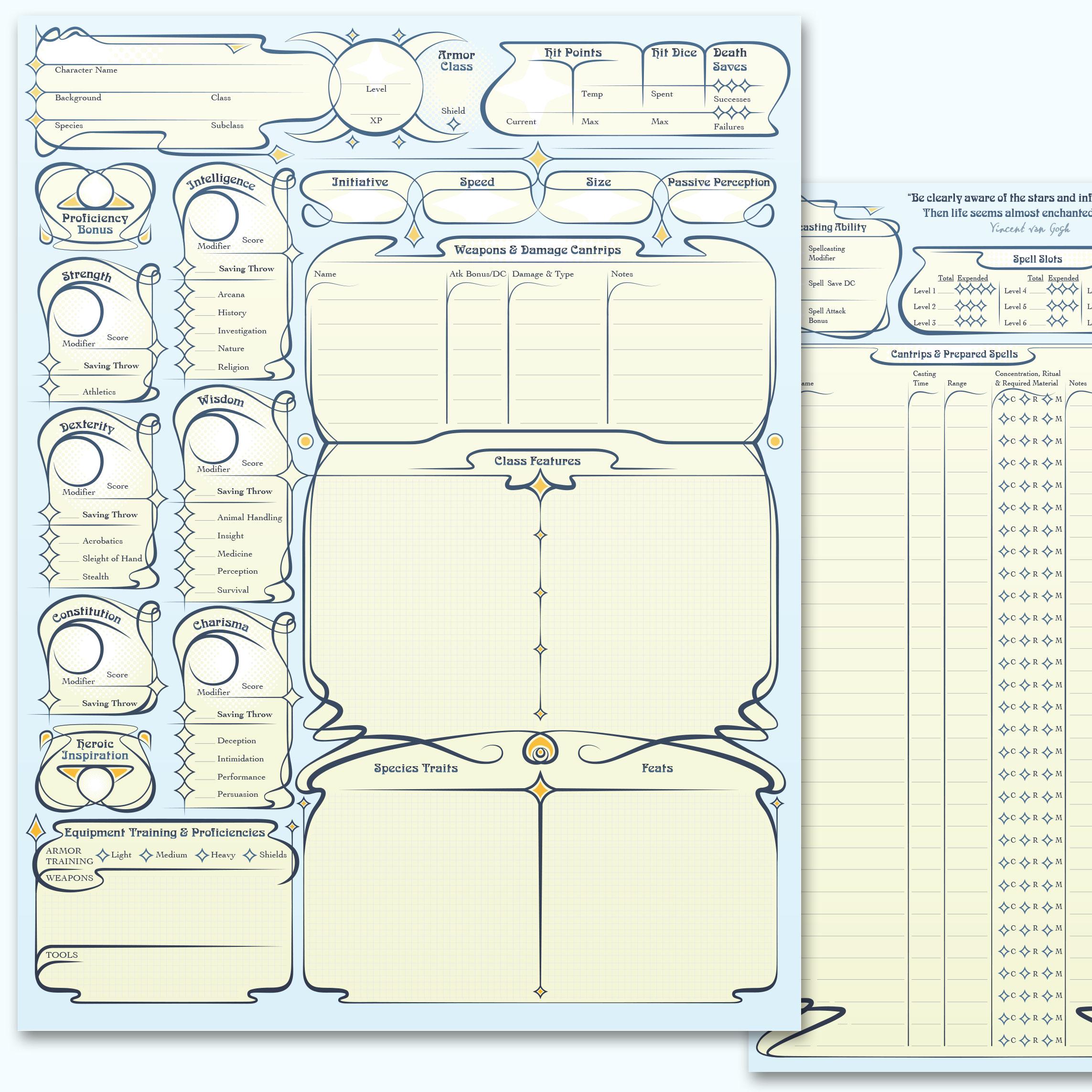 2024 Dnd Custom Character Sheet for Dungeons and Dragons, Dnd One ...