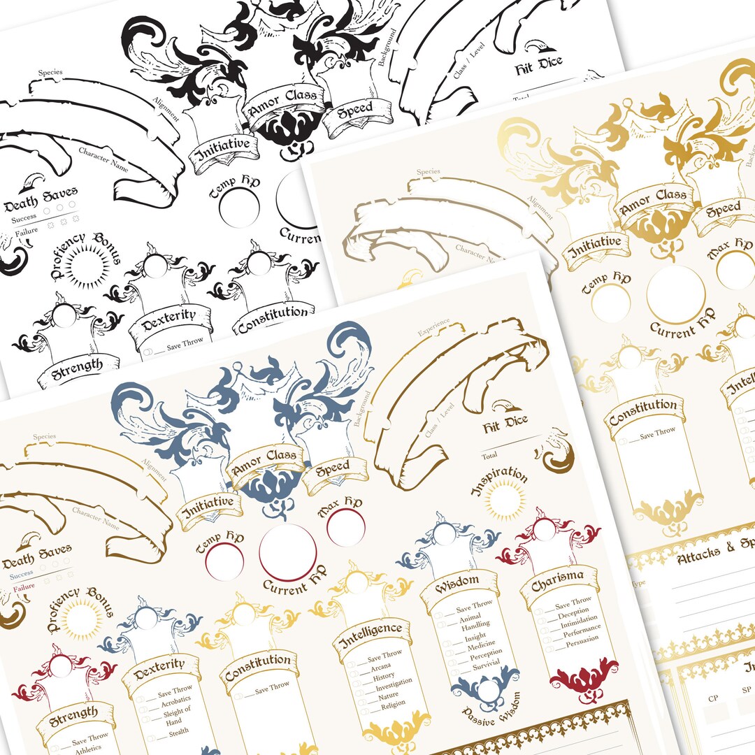 Dnd 5e Character Sheet: Medieval Knight Paladin Design (printable Pdfs ...