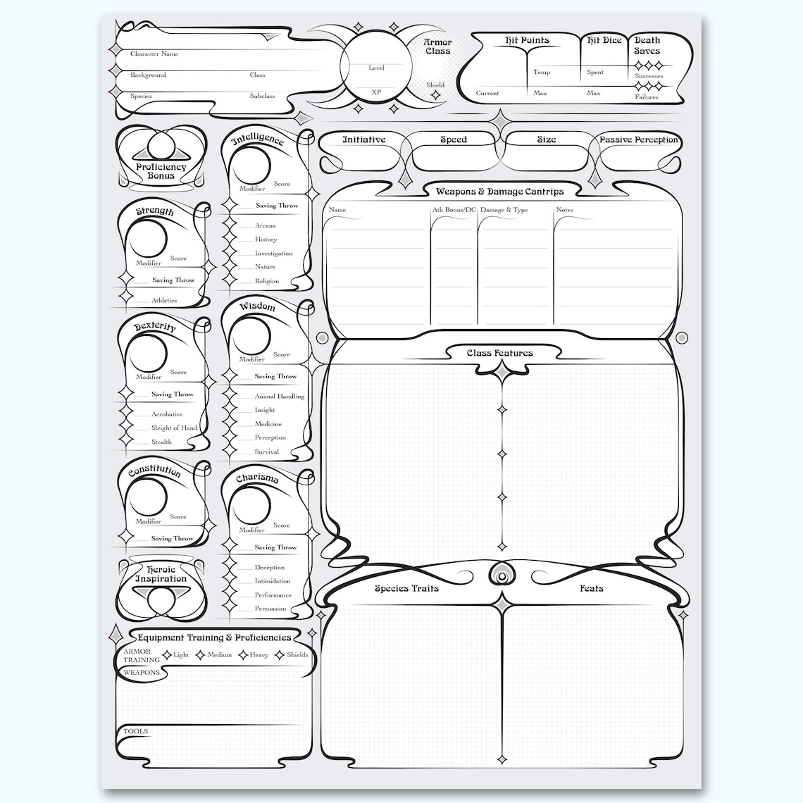 2024 Dnd Custom Character Sheet for Dungeons and Dragons, Dnd One ...