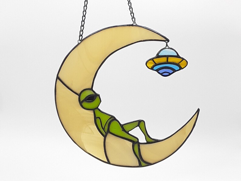 UFO Suncatcher Ufo Stained Glass Stained Glass Window - Etsy