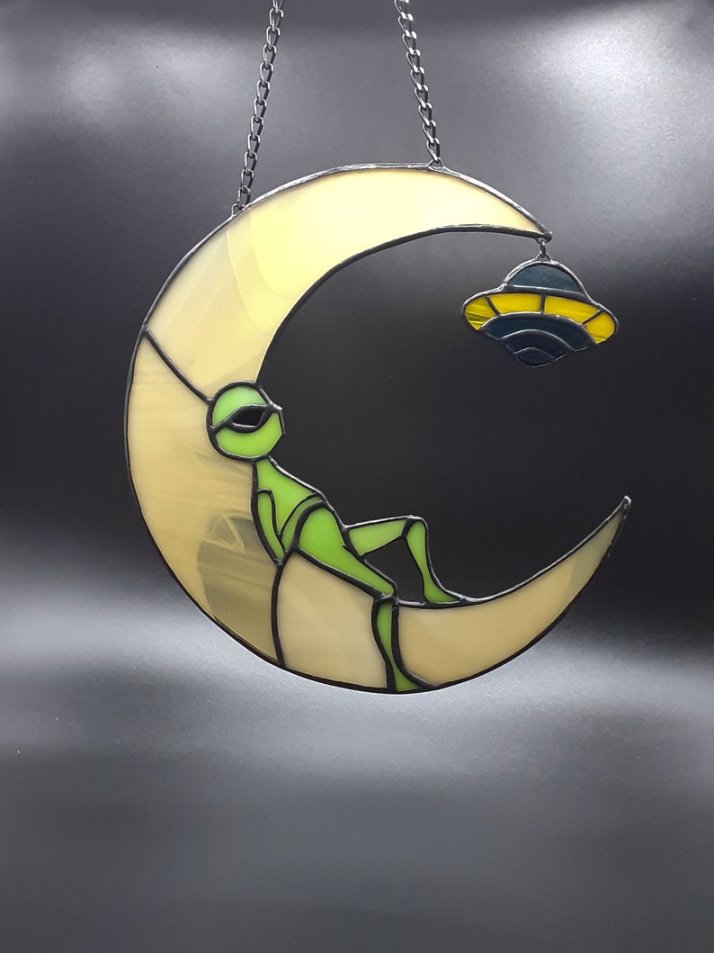 UFO Suncatcher Ufo Stained Glass Stained Glass Window - Etsy