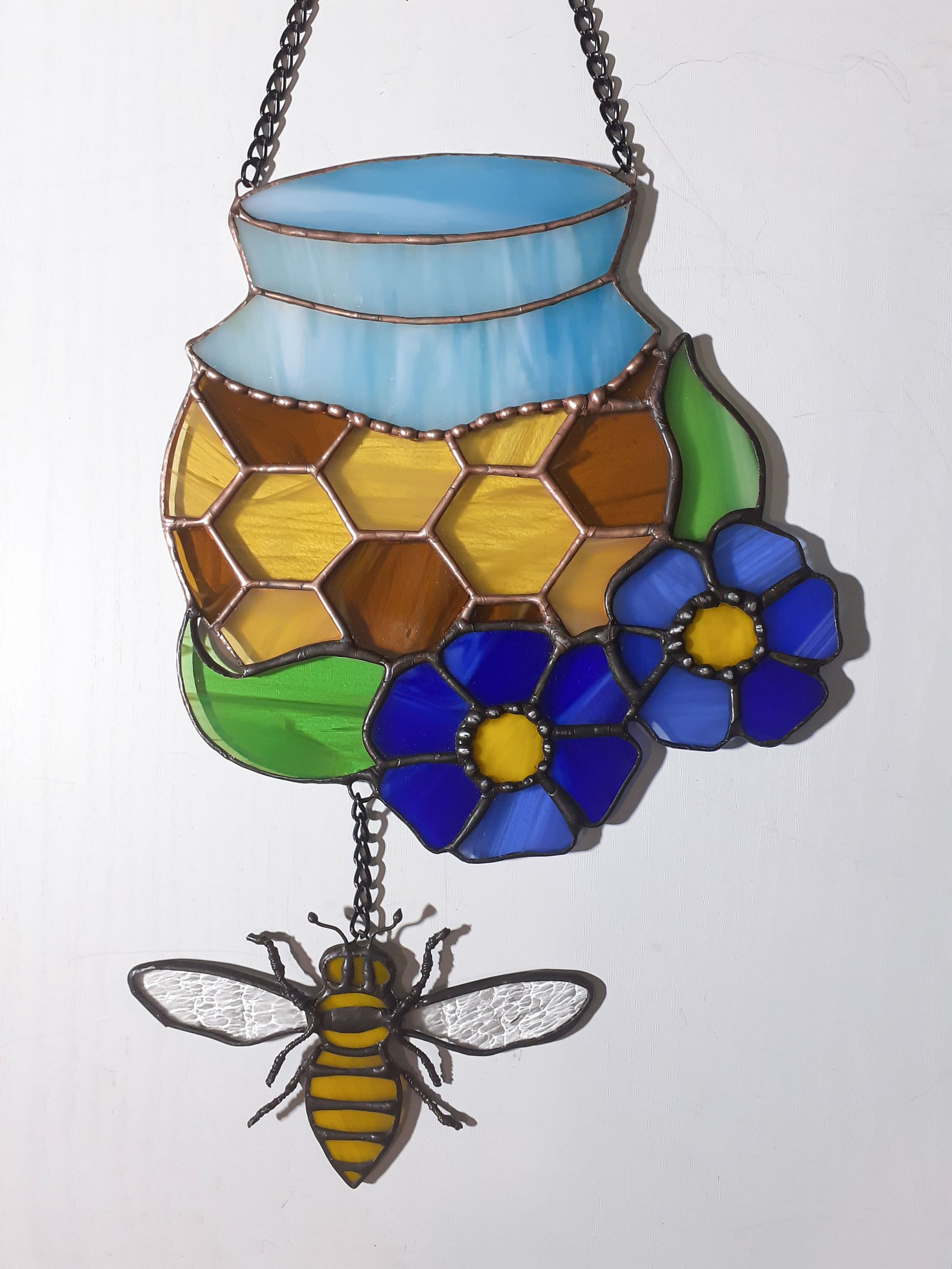 Bee Stained Glass, Daffodil Stained Glass, Bee Suncatcher, Honeycomb ...