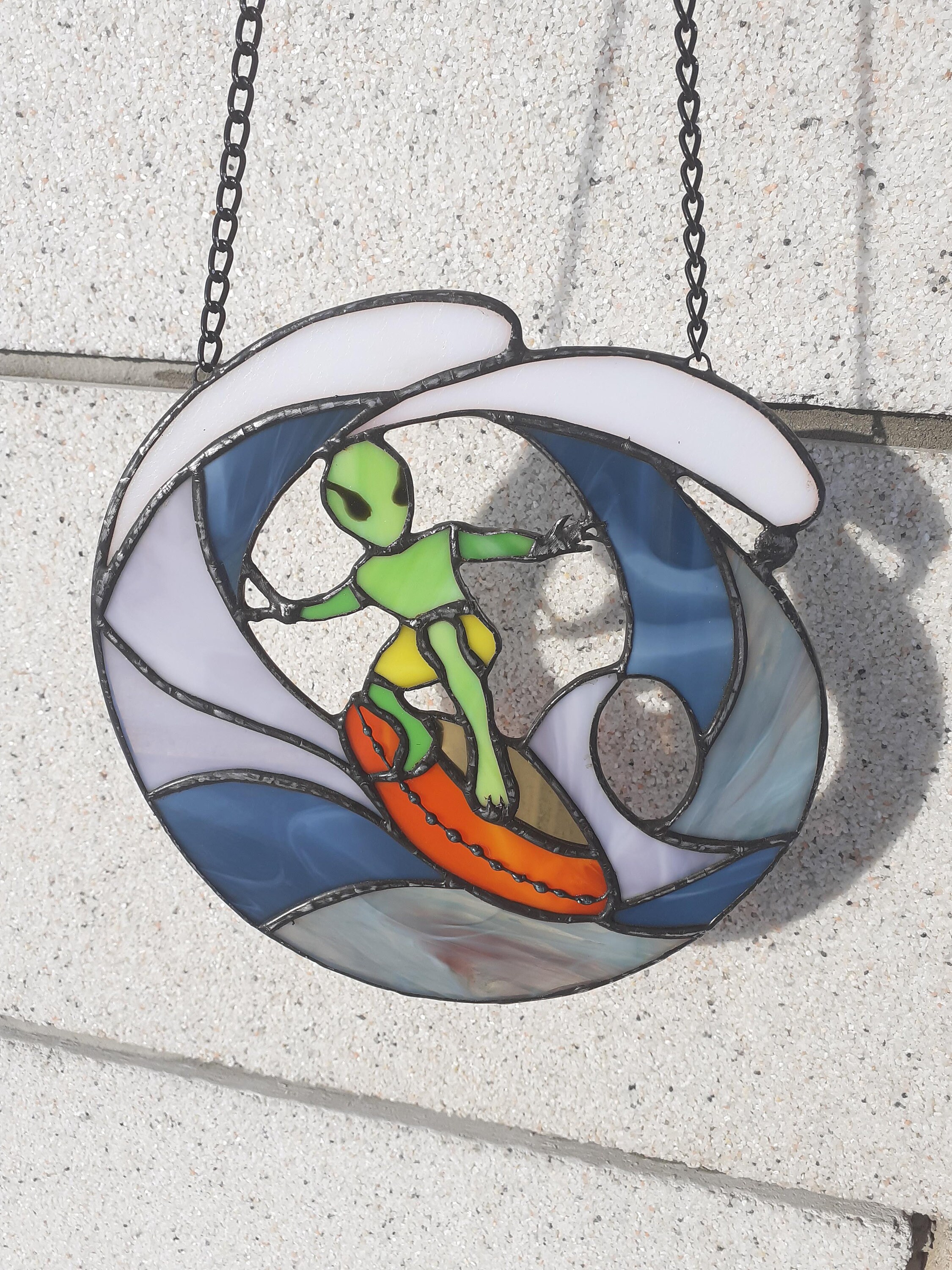 UFO Suncatcher, Ufo Stained Glass, Stained Glass Window Hangings, Ocean ...