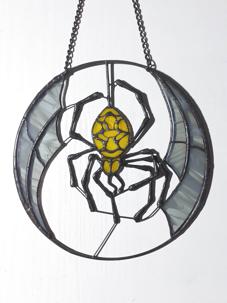 Gothic Stained Glass Spider Suncatcher Goth Decor Spider Web - Etsy