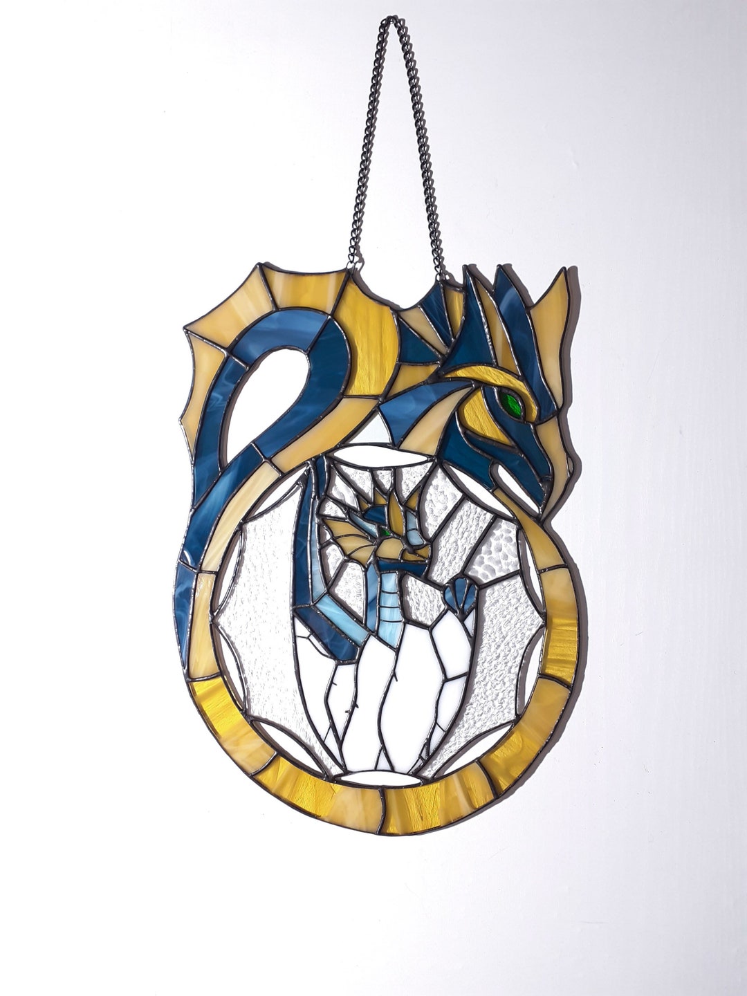 Dragon Stained Glass Suncatcher Window Hanging Glass Panel - Etsy