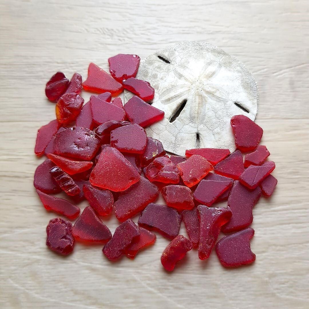 Natural Red Sea Glass Small Real Beach Glass for Jewelry, Crafts, Beach ...
