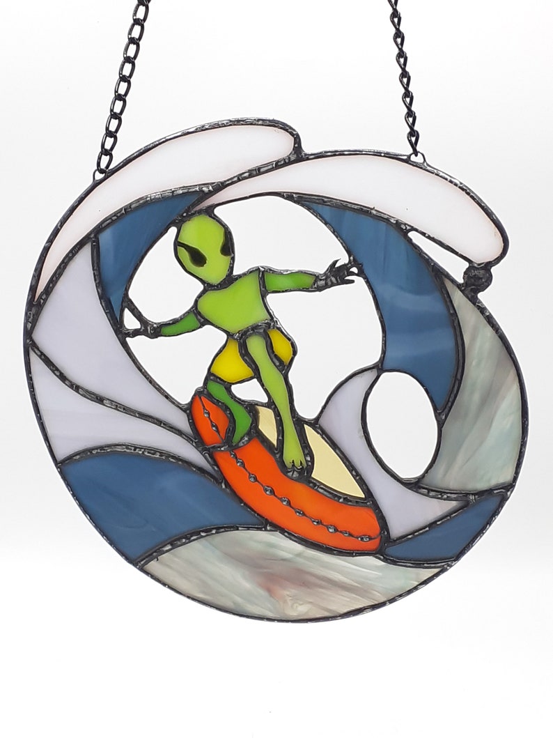 UFO Suncatcher, Ufo Stained Glass, Stained Glass Window Hangings, Ocean ...