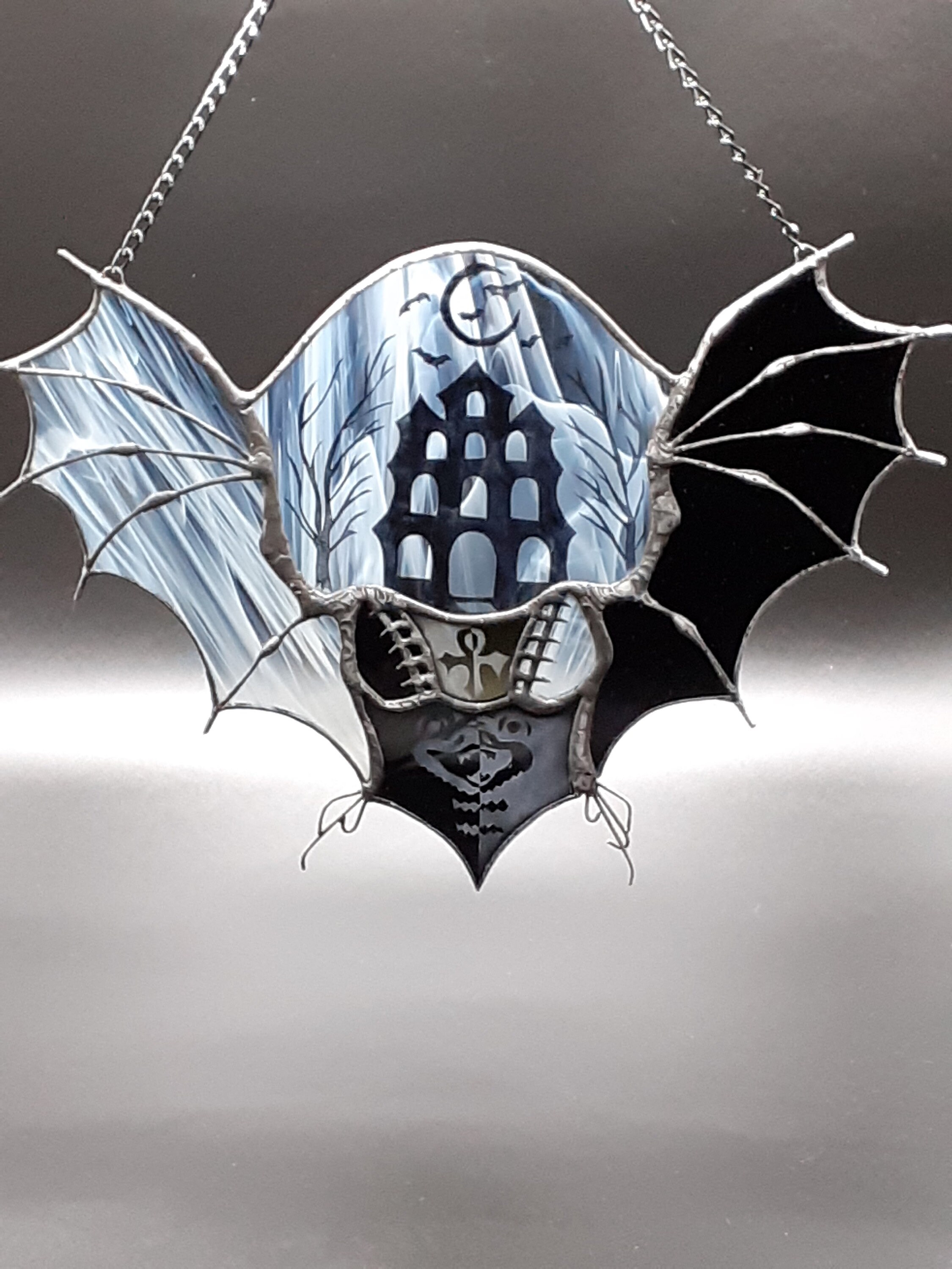 Stained Glass Bat, Stained Glass Window Hanging Bats, Flock of Bats ...