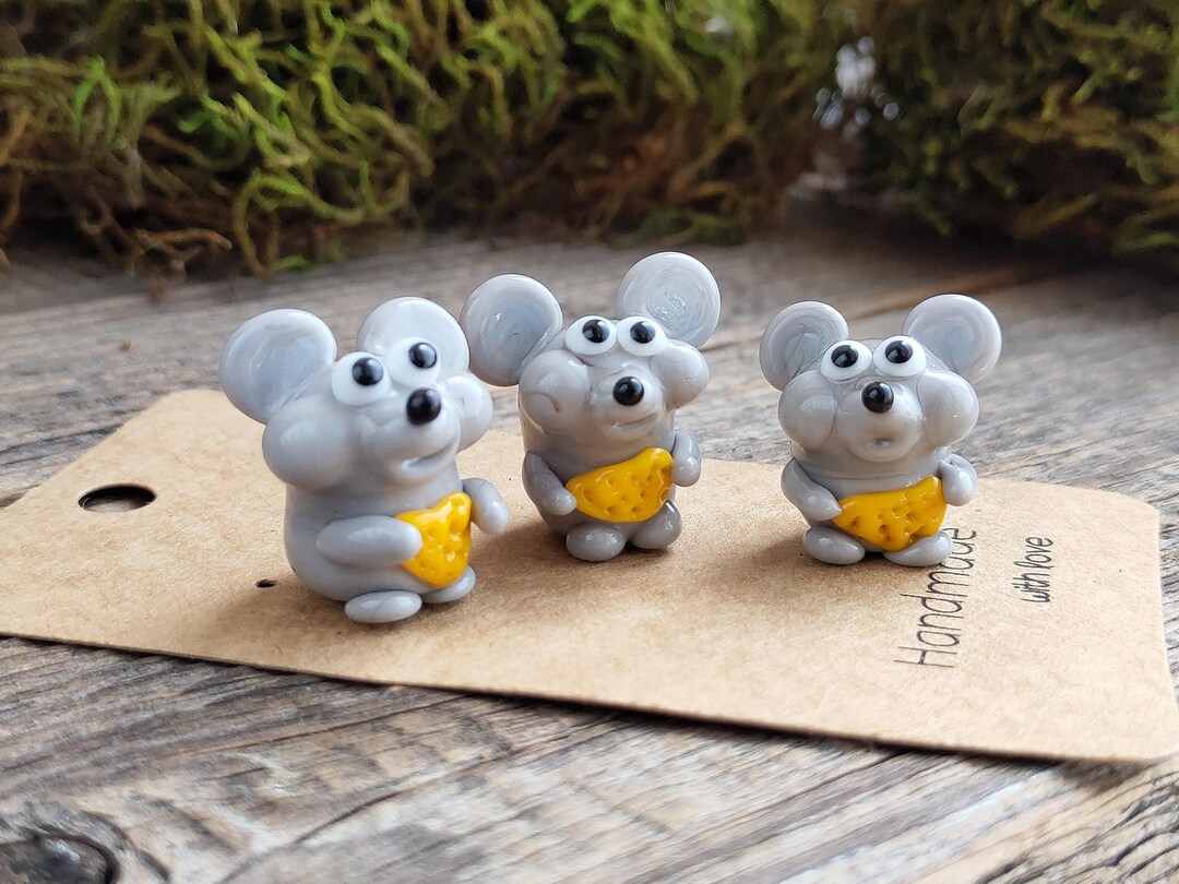 Mouse Figurine Rat Gifts Glass Figurine Tiny Mouse Miniature Rat Mini ...