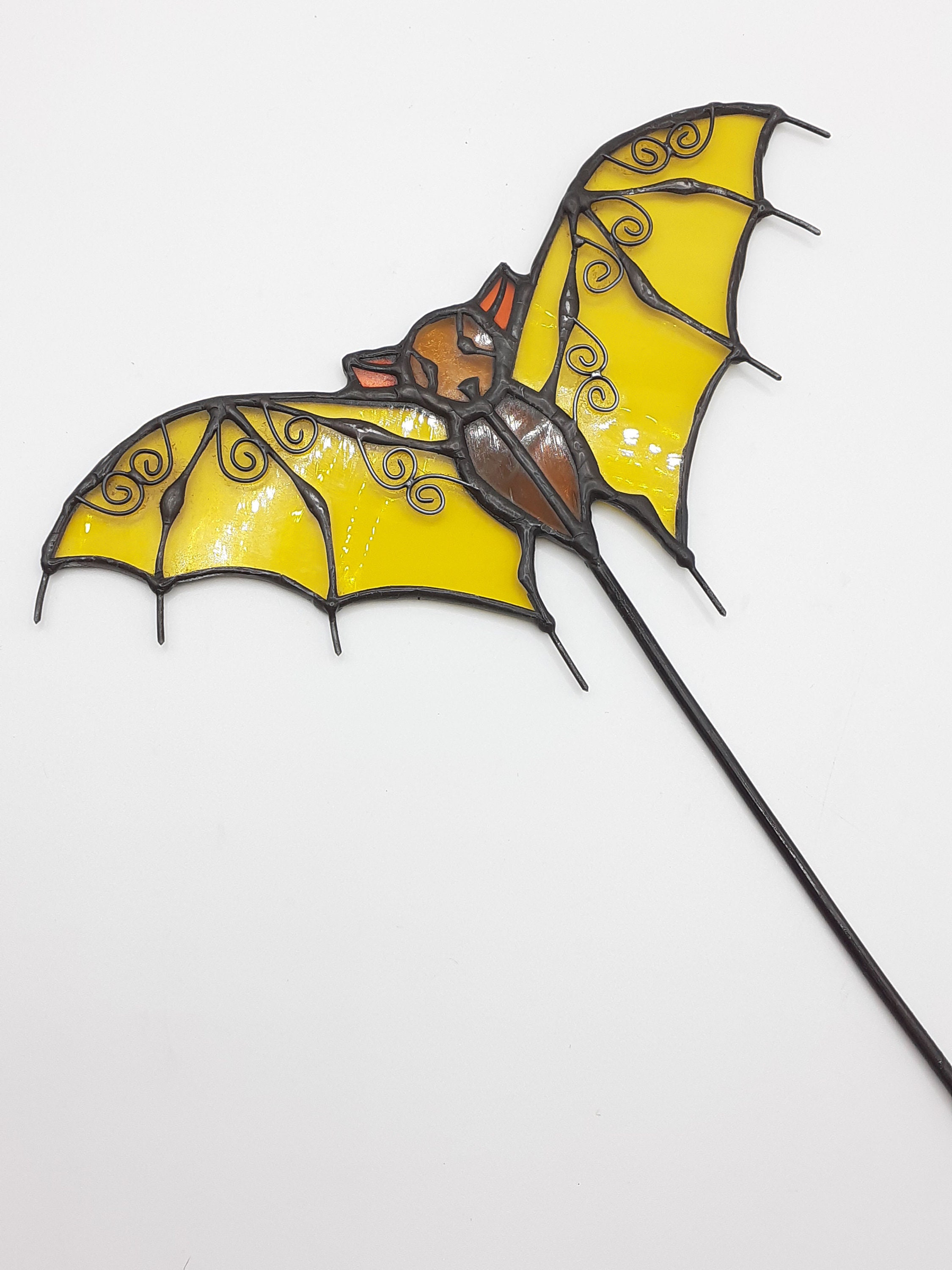 Stained Glass Bat, Stained Glass Yard Stake, Stakes Plant, Flock of ...