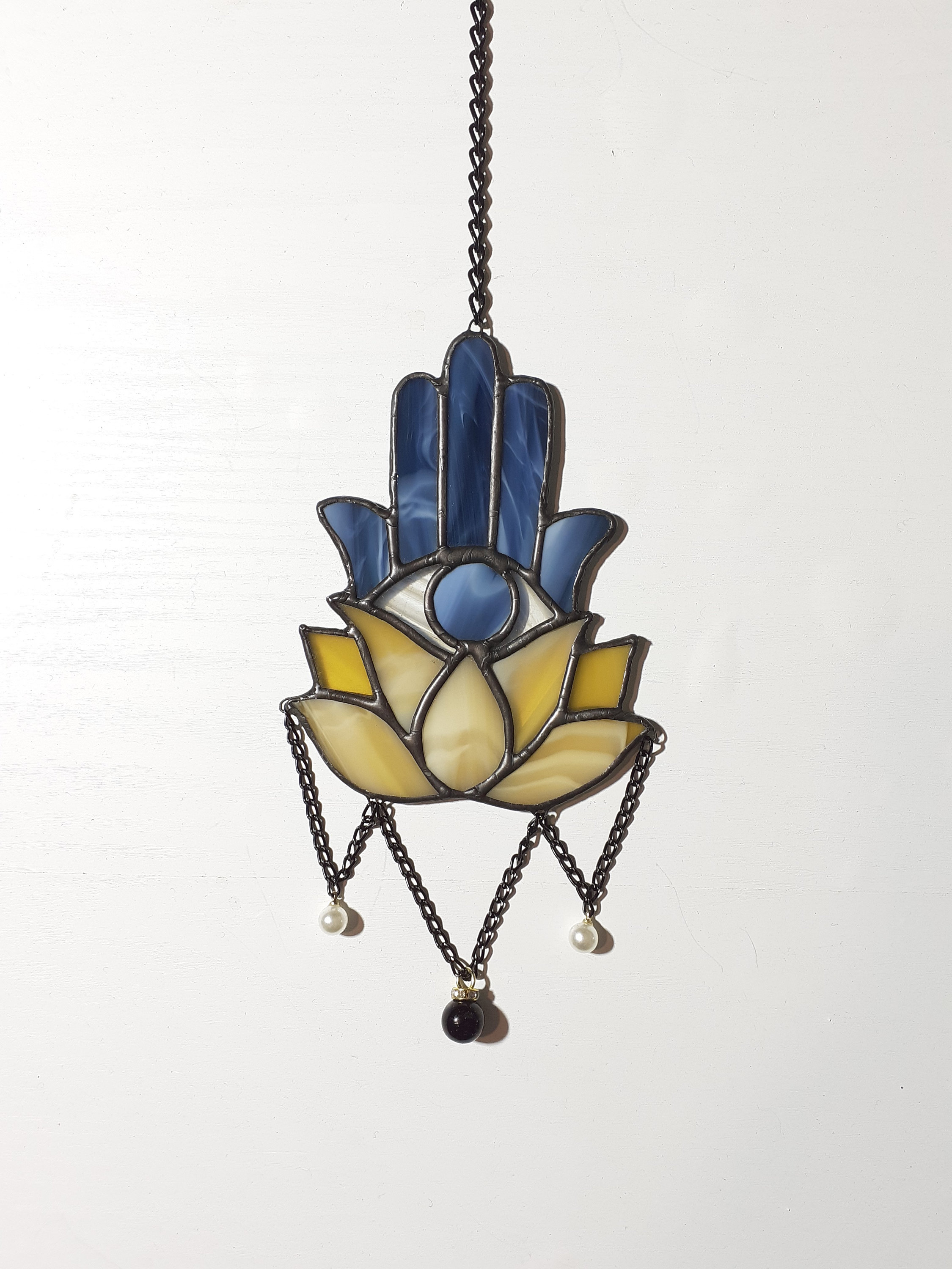 Hamsa Hand Stained Glass Succulent Suncatcher, Lotus Flower Car Mirror ...