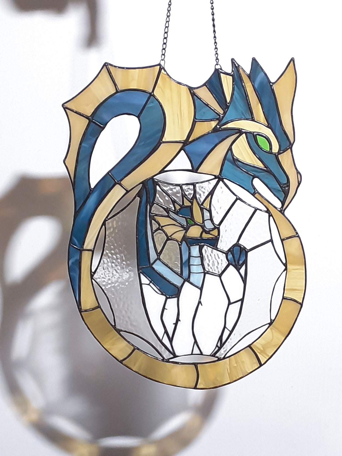 Dragon Stained Glass Suncatcher Window Hanging Glass Panel - Etsy
