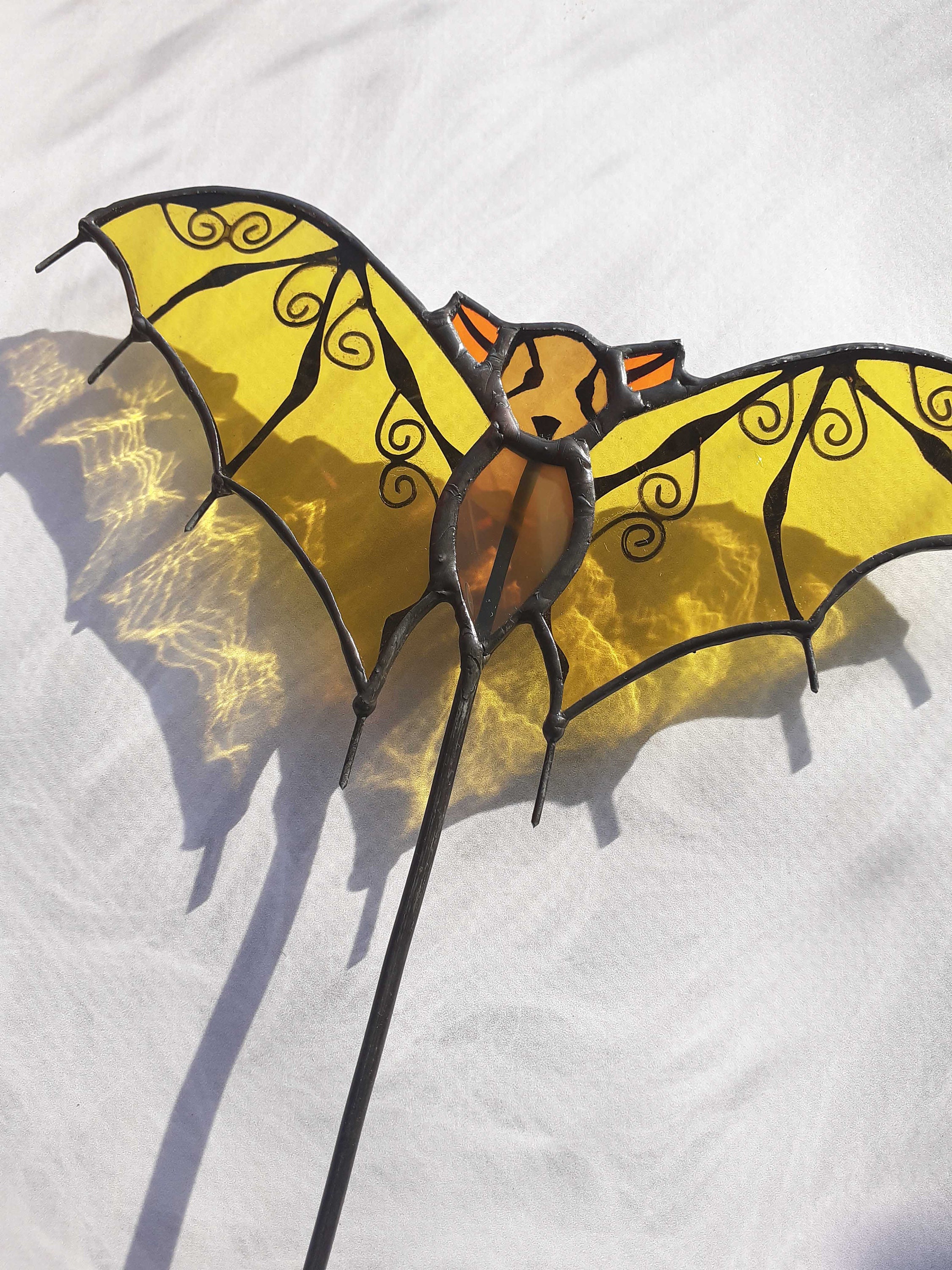 Stained Glass Bat, Stained Glass Yard Stake, Stakes Plant, Flock of ...