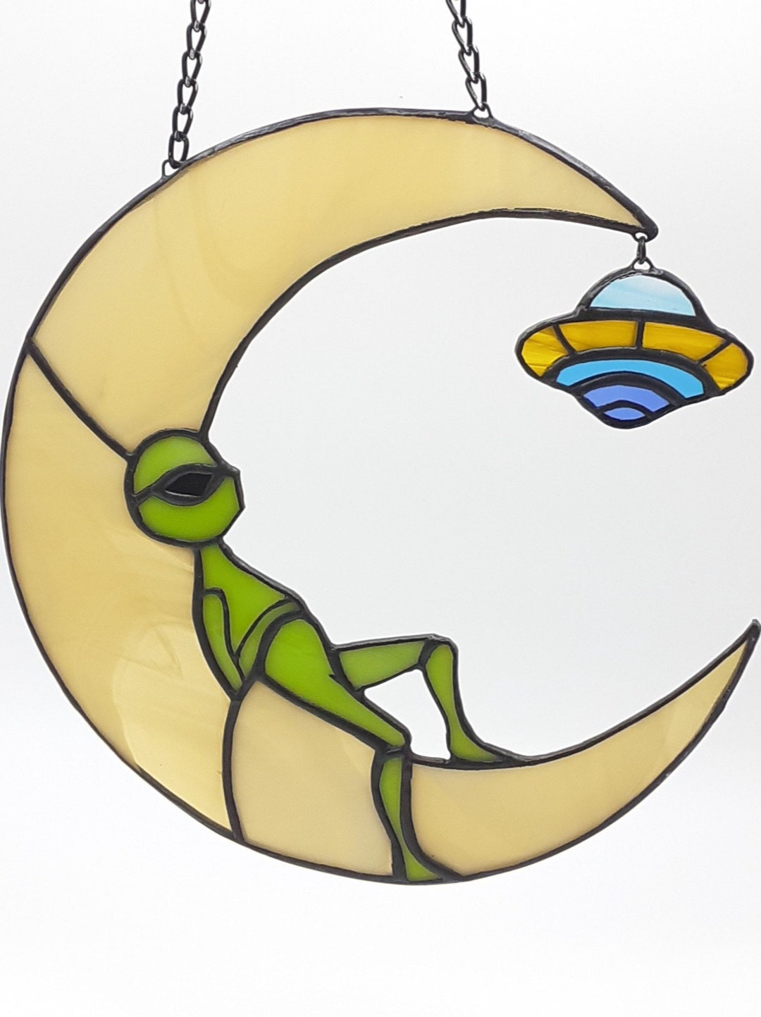 UFO Suncatcher Ufo Stained Glass Stained Glass Window - Etsy