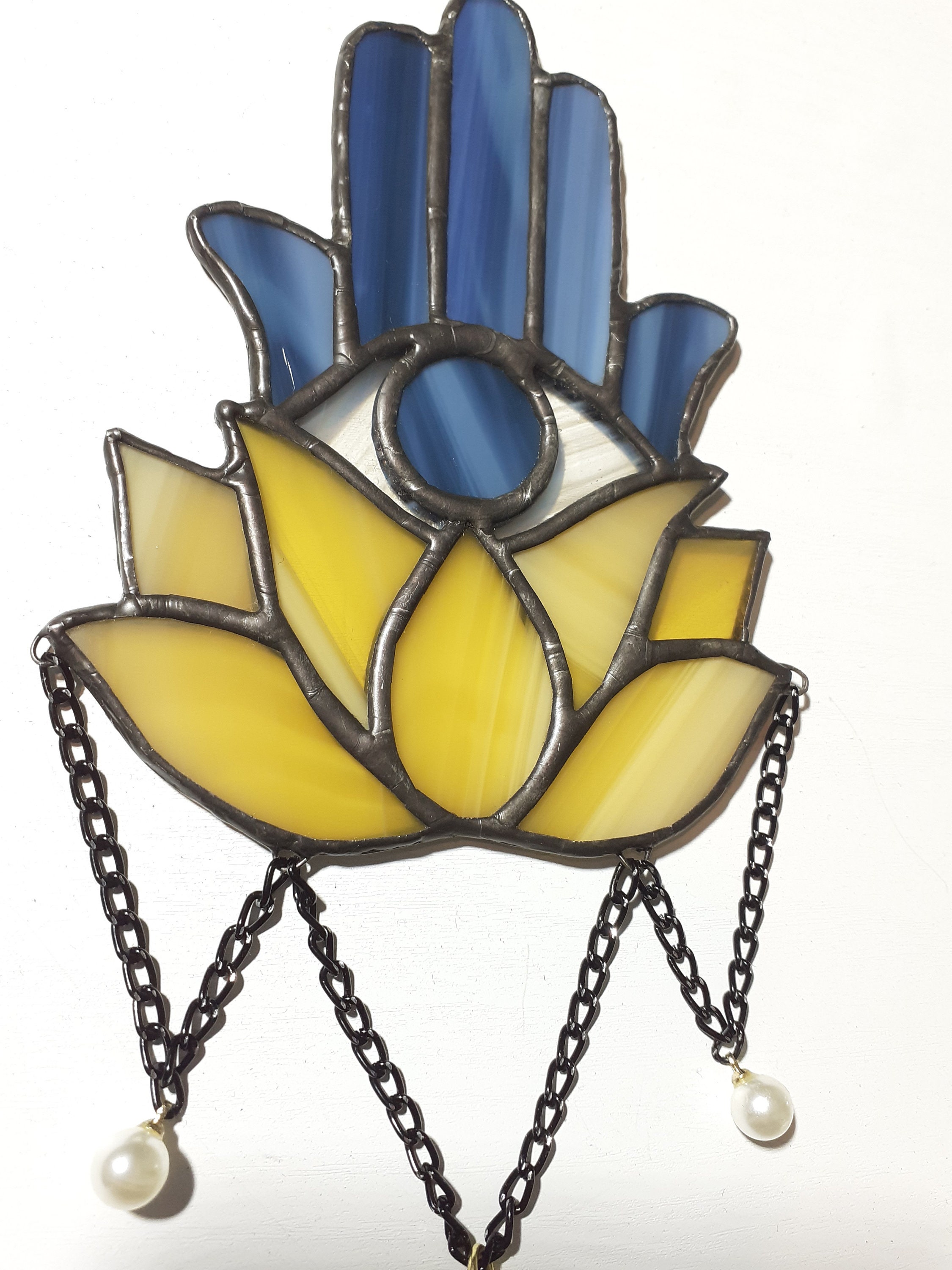 Hamsa Hand Stained Glass Succulent Suncatcher, Lotus Flower Car Mirror ...