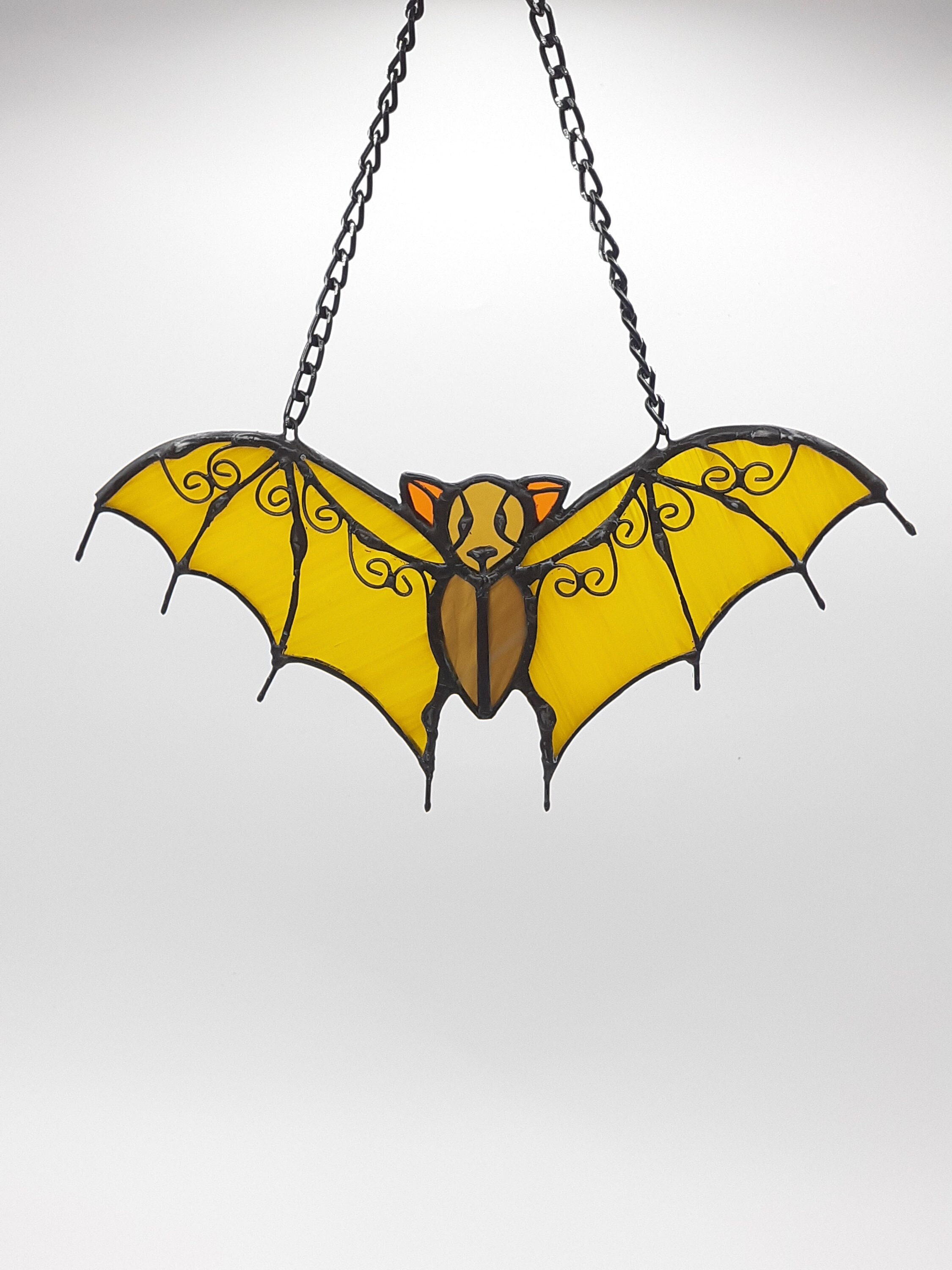 Stained Glass Bat, Stained Glass Window Hanging Bats, Flock of Bats ...