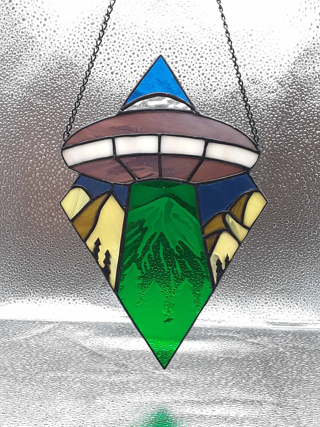 UFO Suncatcher Ufo Stained Glass Stained Glass Window - Etsy