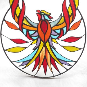 Stained Glass Phoenix Bird Dreamcatcher, Phoenix Wings Bird Suncatcher ...
